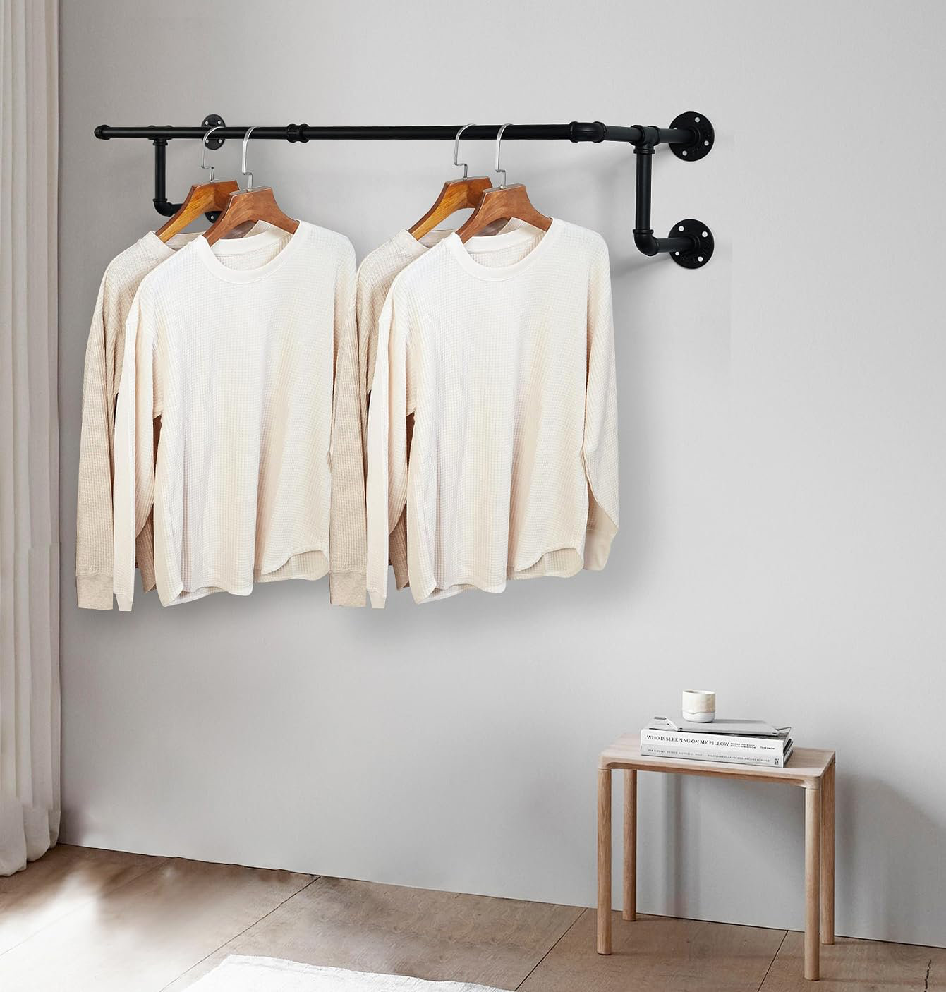 Williston Forge Clothes Rack, Industrial Wall Pipe Clothing Rack For ...