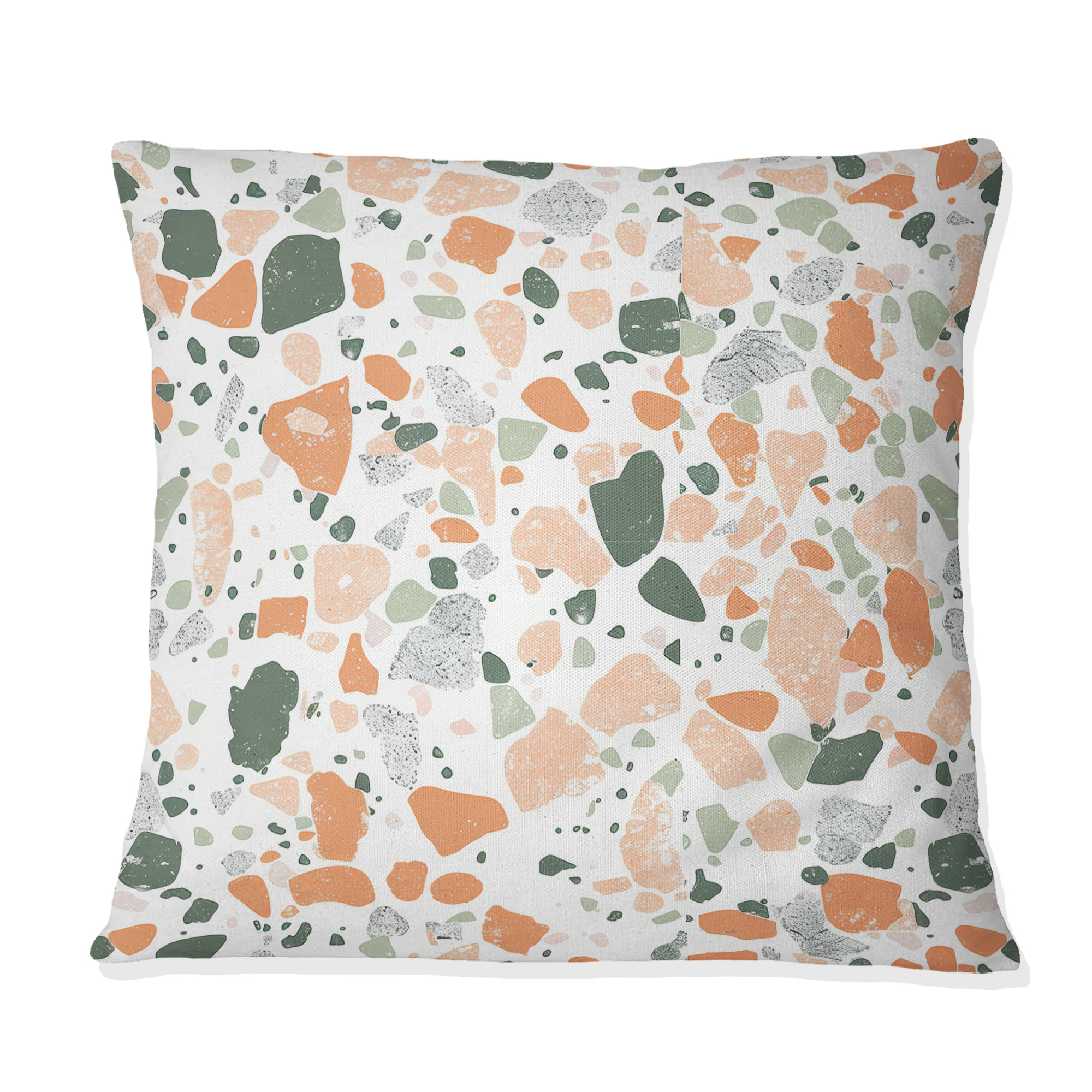 Design Art Peach Green Tiles I - Tiles Throw Pillow | Wayfair