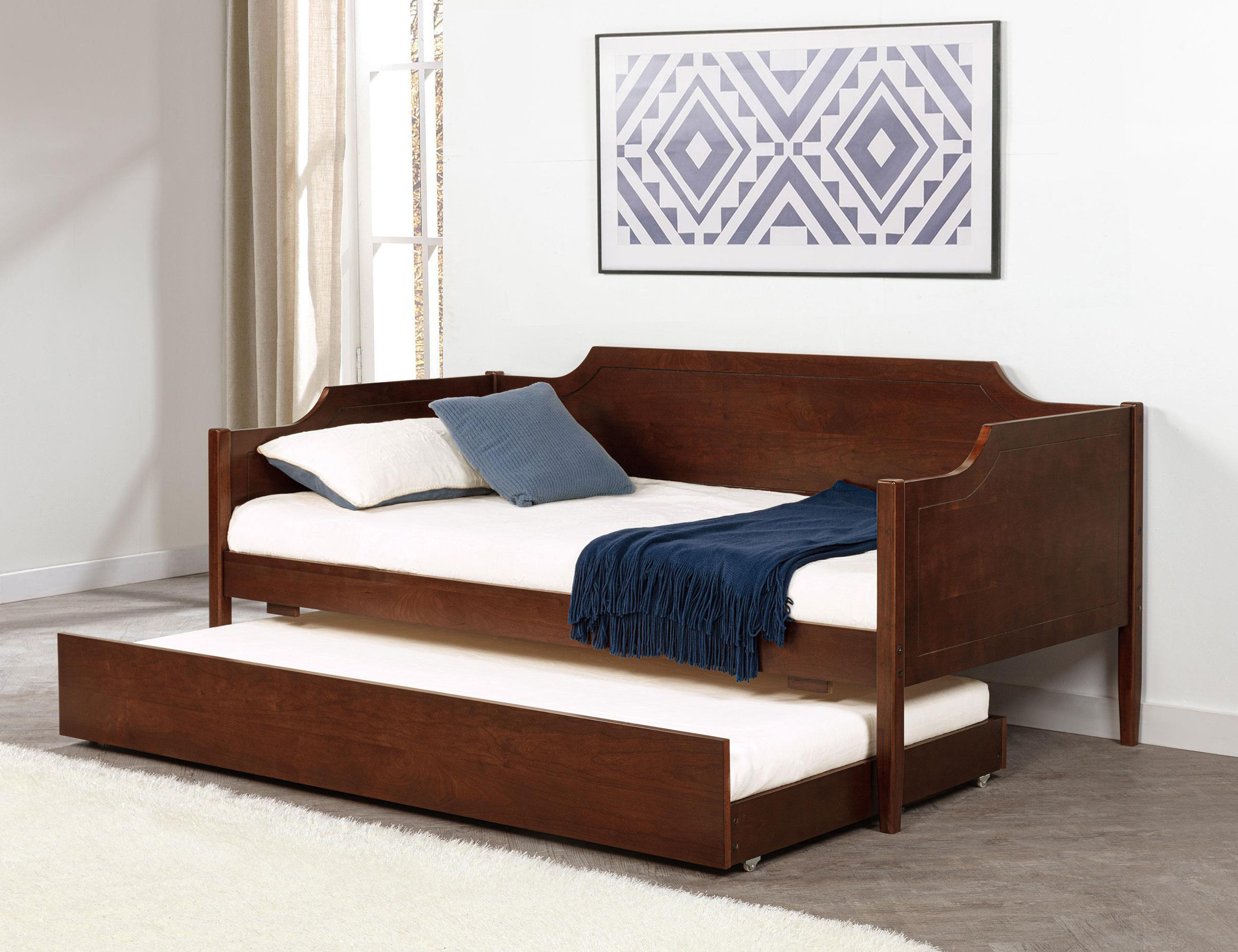Wildon Home® Wood Twin Daybed With Trundle Cherry | Wayfair