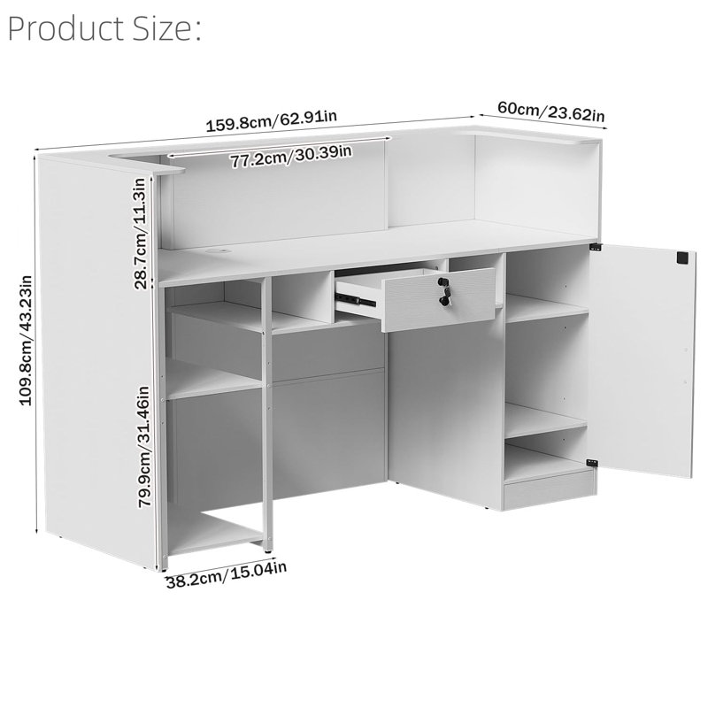 Wrought Studio™ Anelis Rectangle Manufactured Wood Reception Desk | Wayfair