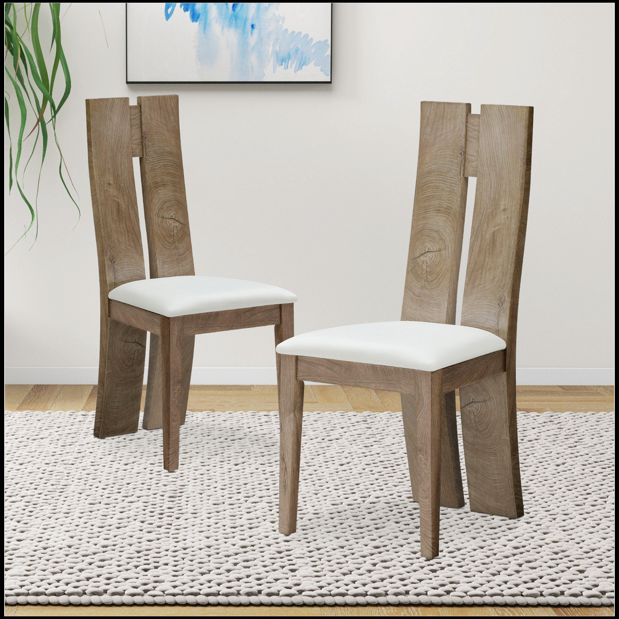 Gracie Oaks Dining Chair Set of 2 MDF, sponge .PU Leather Upholstered ...