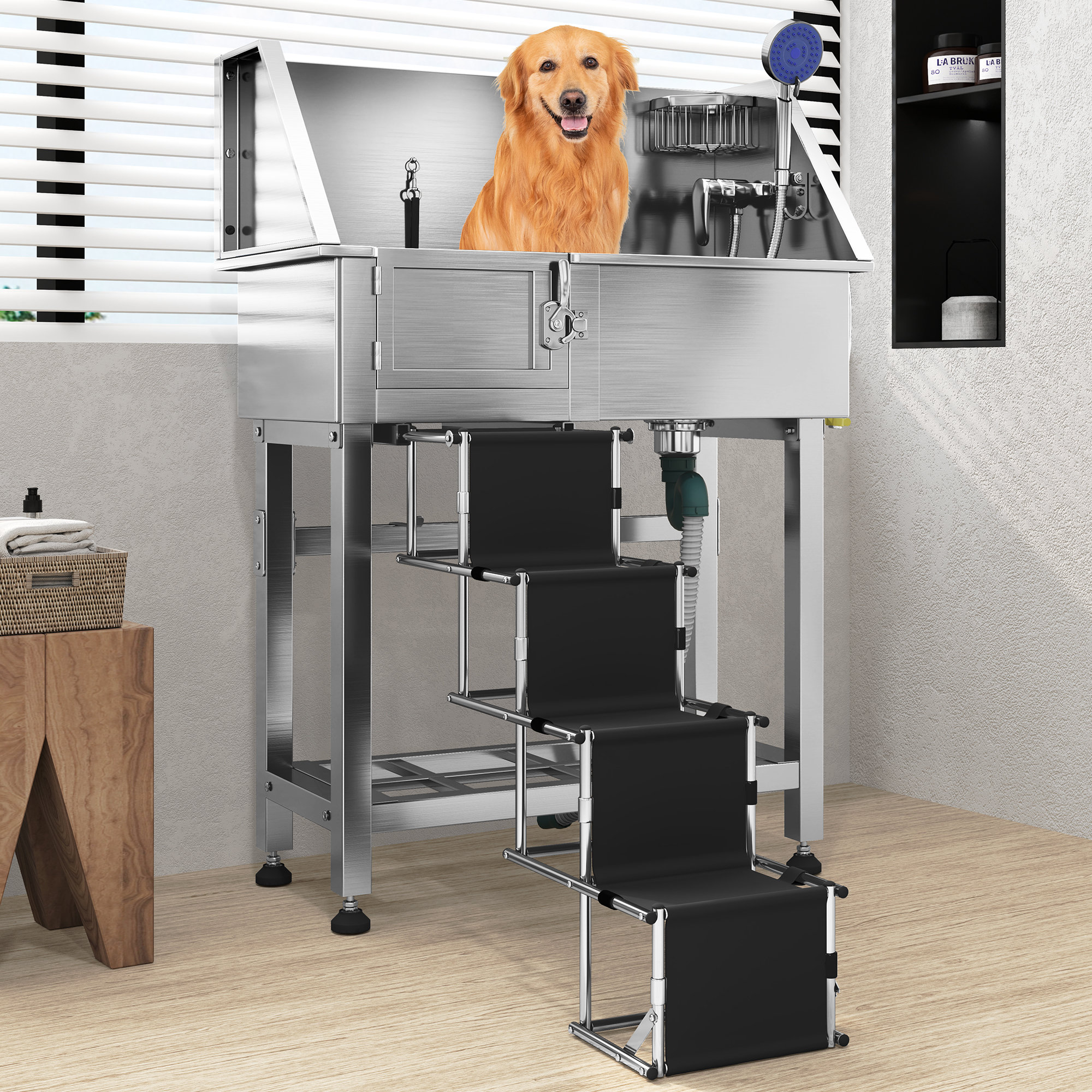 Balconera 38in Stainless Steel 304 Dog Bathing Station for Home with ...