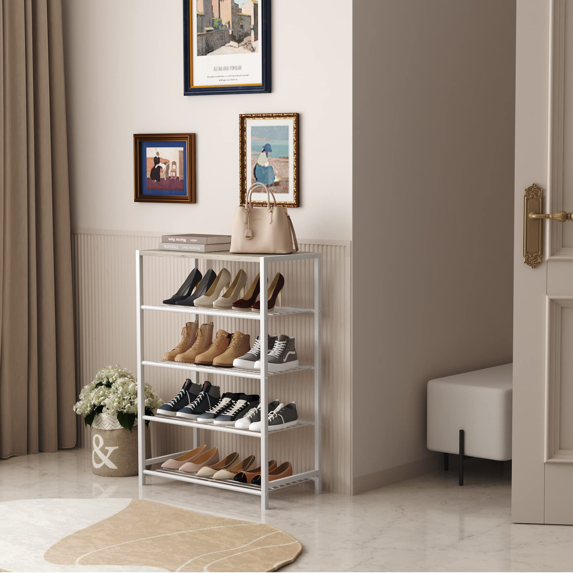 17 Stories 5-Tier Shoe Rack, Industrial Shoe Storage Tower - Wayfair Canada