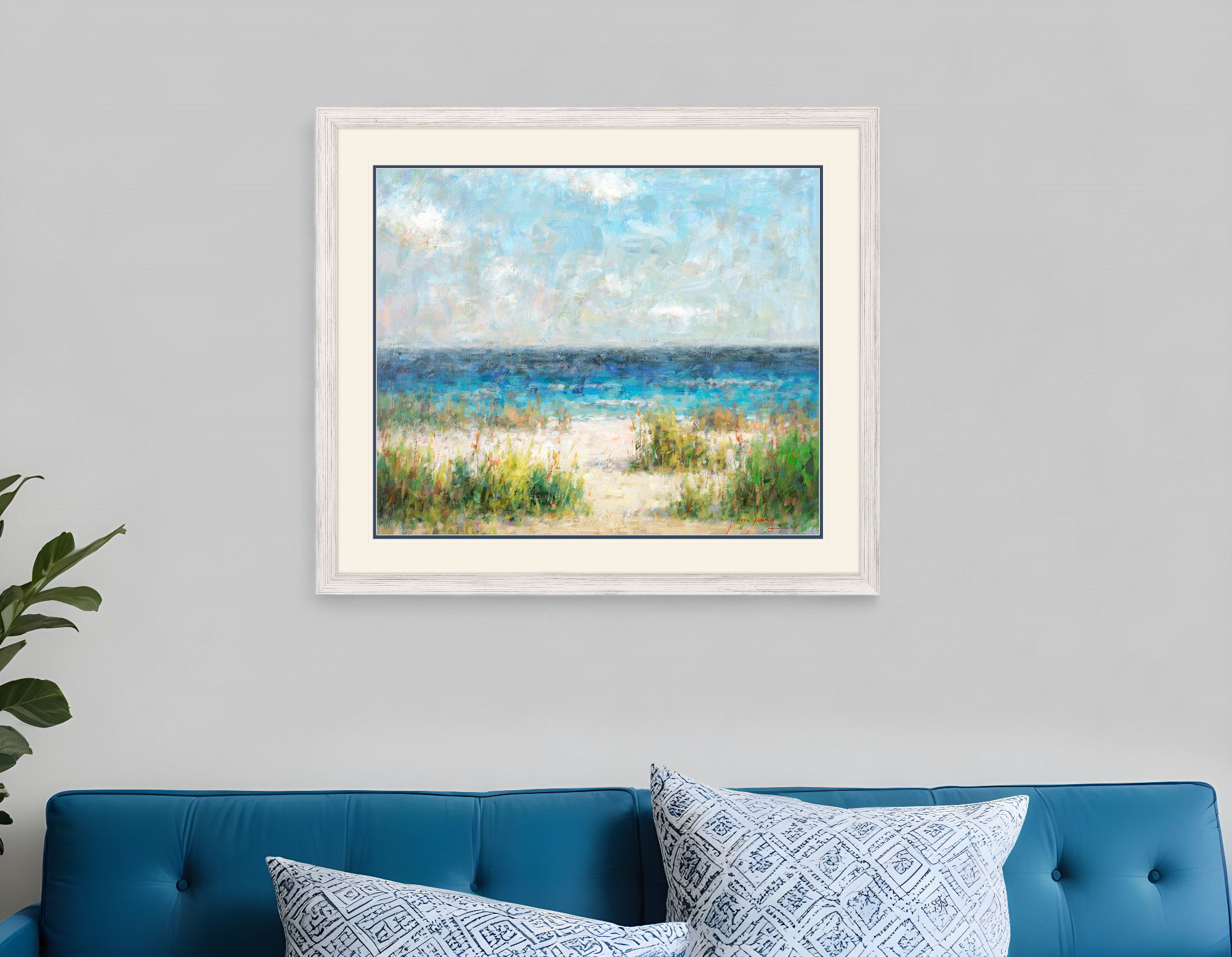 HomeRoots Coastal Feel Ocean View Watercolor White Framed Wall Art ...