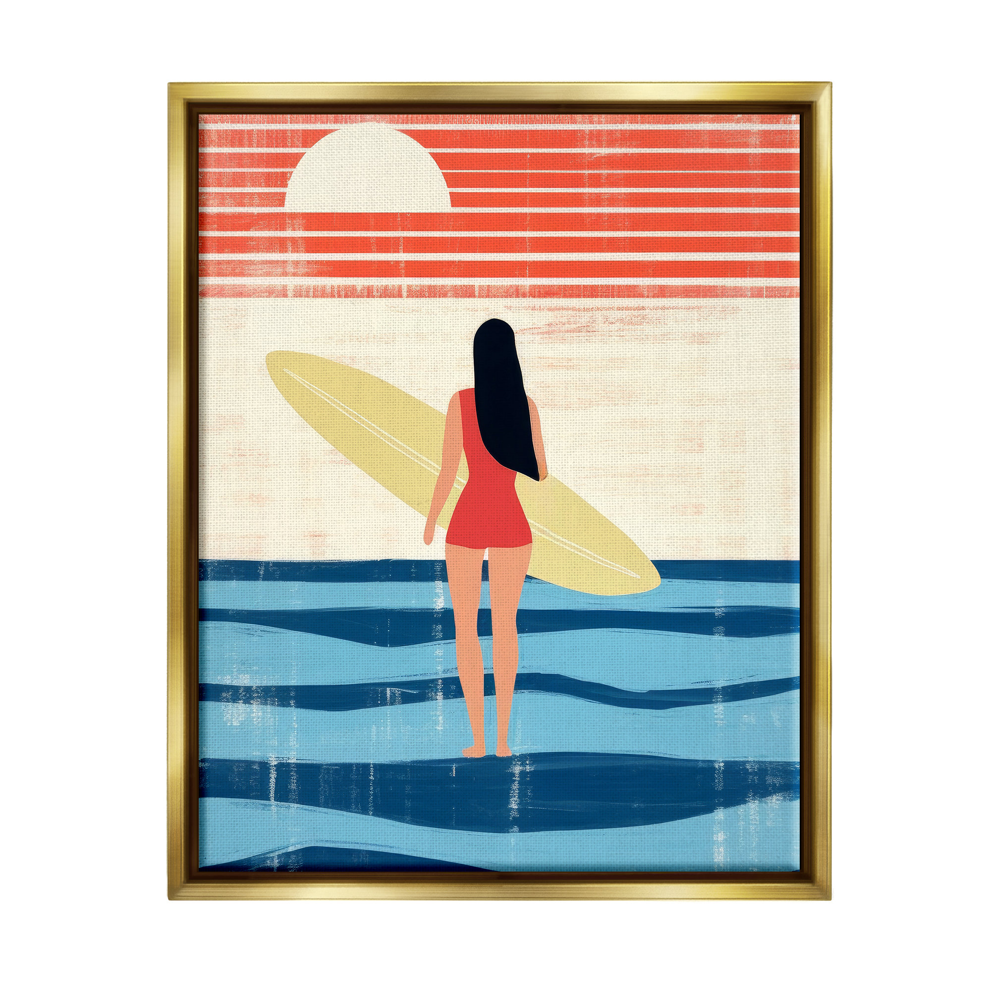 Stupell Industries bb-387-Floater Rustic Surfer Girl Abstraction by ...