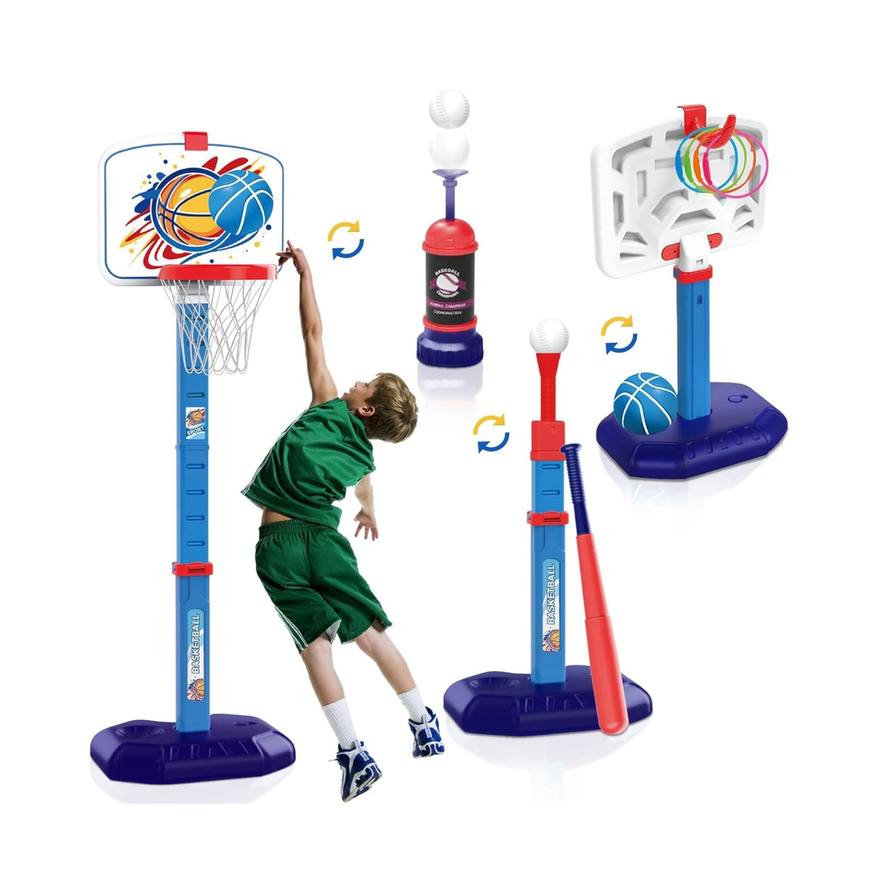 Phantoscope 4 In 1 Kids Basketball Hoop Ring Toss T Ball Set ...