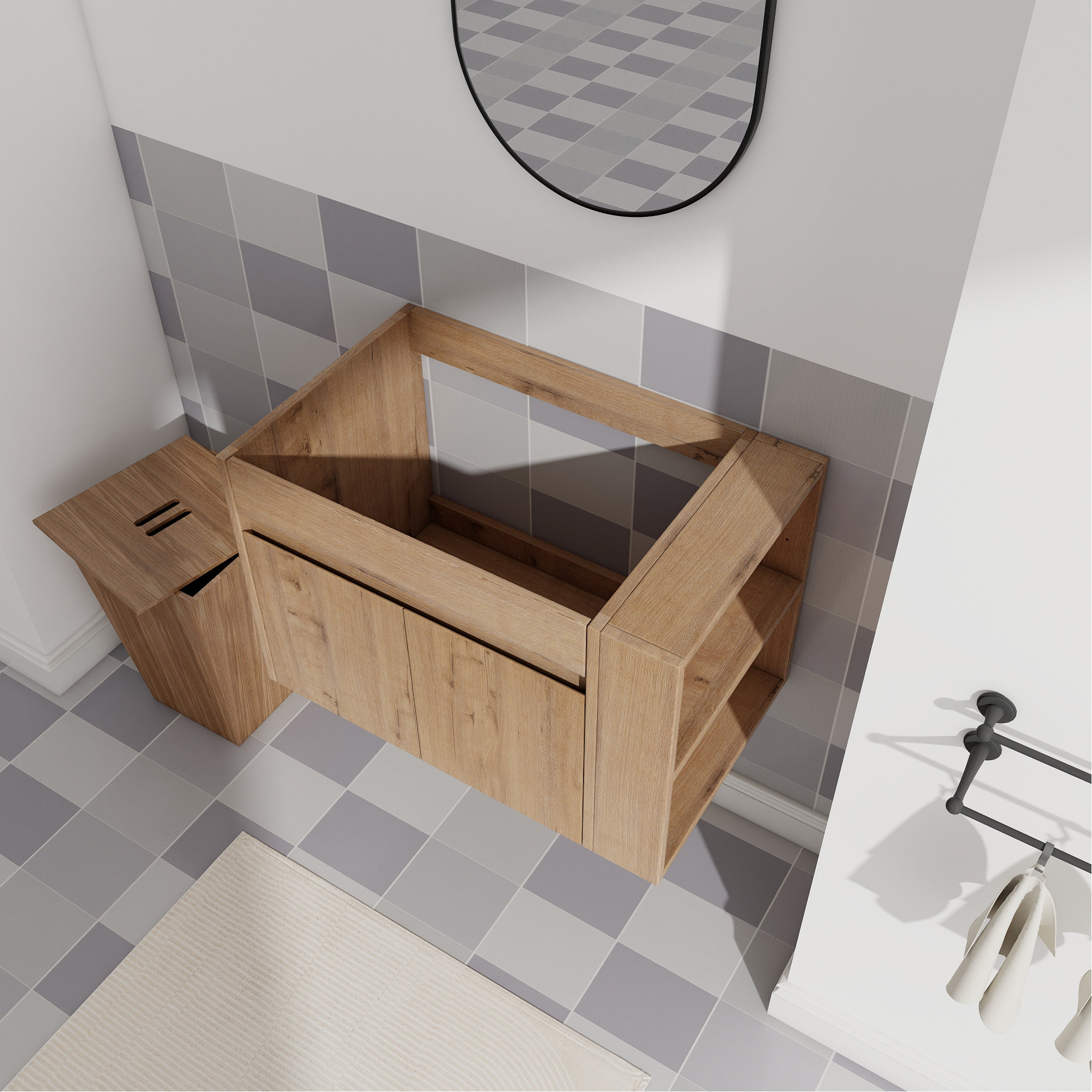 George Oliver Bathroom Vanity With Open Shelf, KD-PACKING-(Only Vanity ...