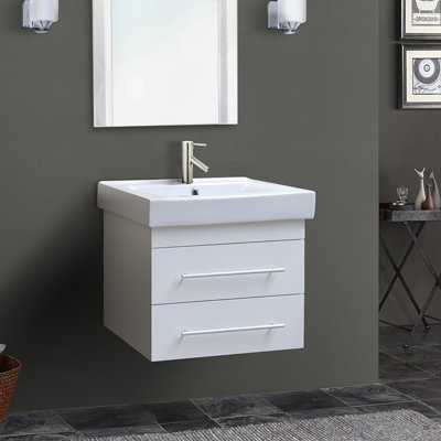 Wrought Studio Leota 24" Wall-Mounted Single Bathroom Vanity Set ...