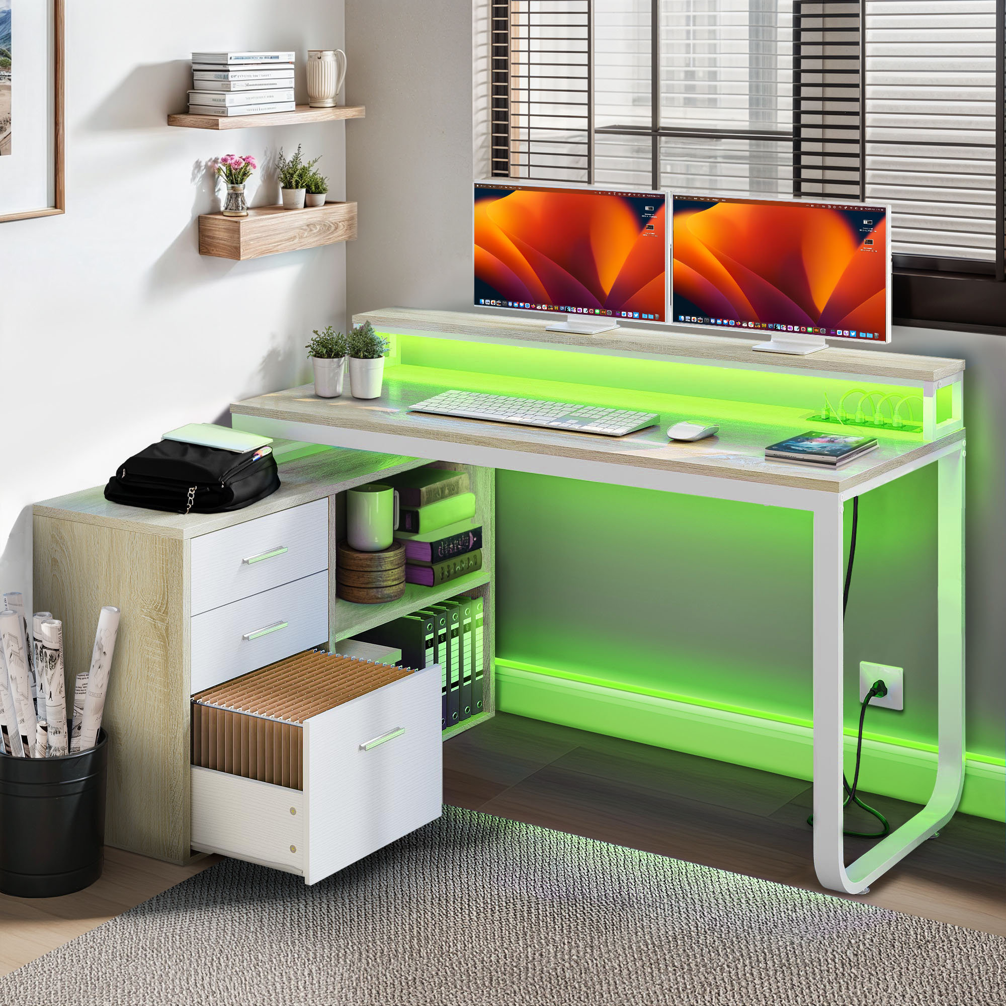 Brayden Studio® Deserey 55.1'' W L-Shaped Computer Desk | Wayfair