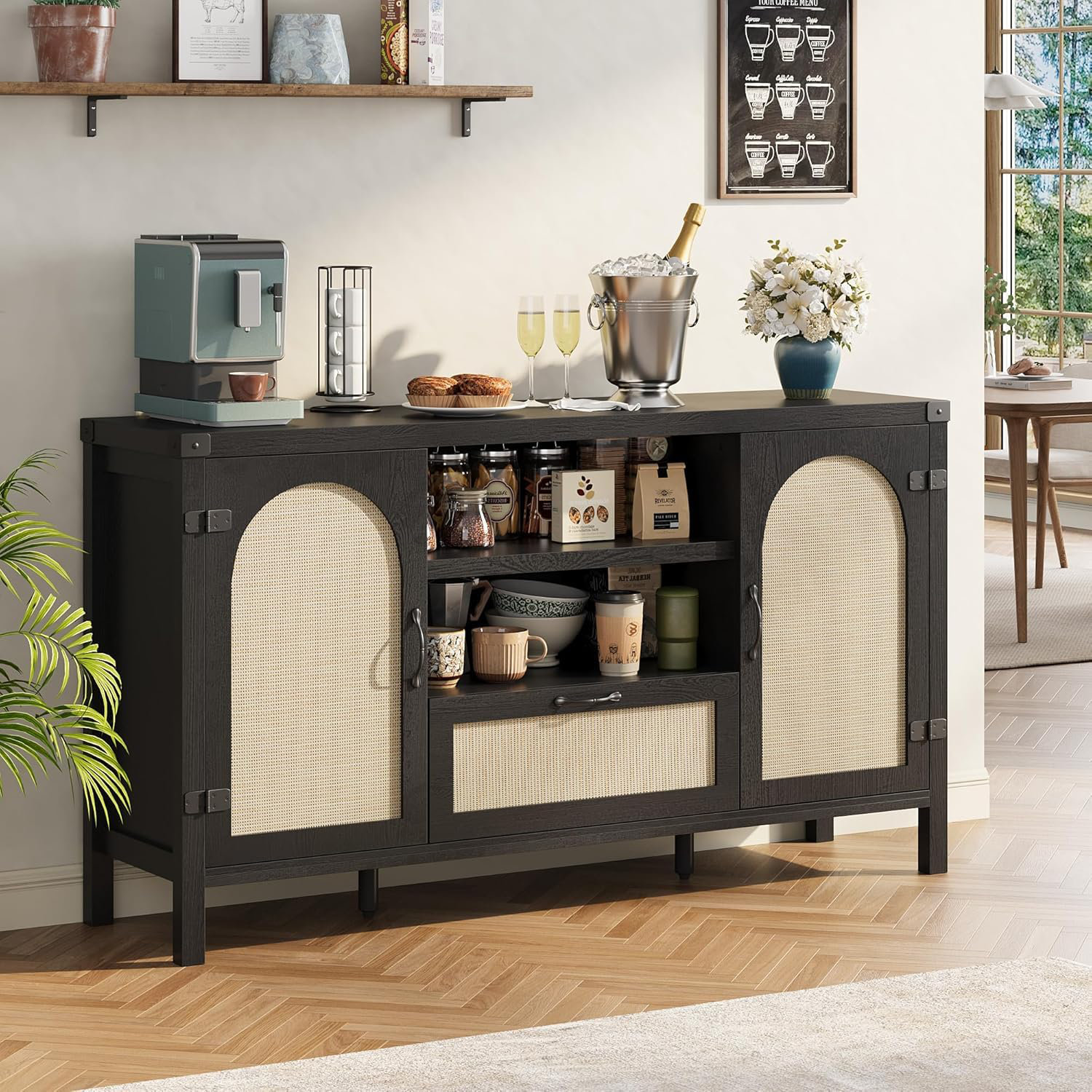Dakota Fields 47.2" Rattan Sideboard Buffet Cabinet with Storage ...