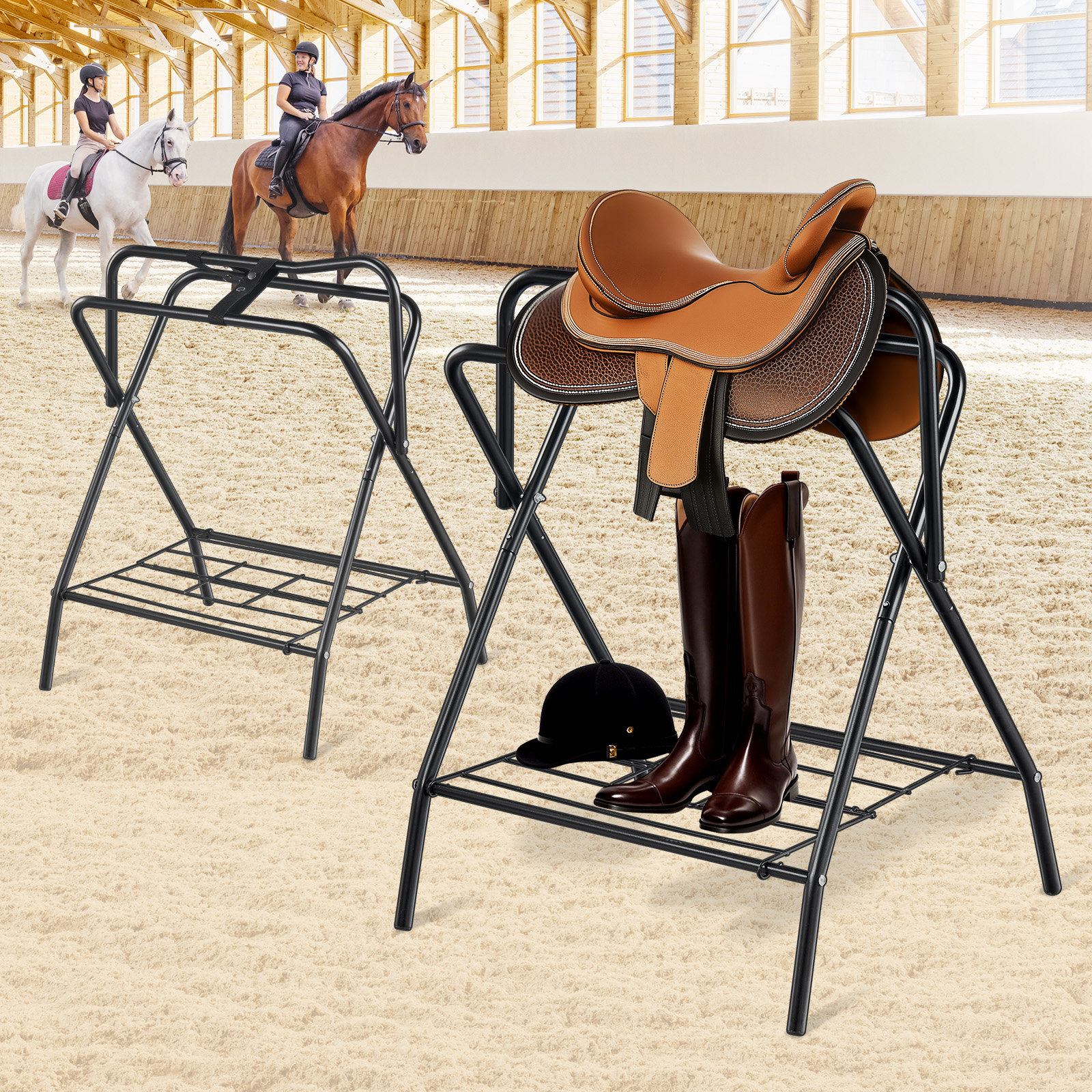 Rebrilliant Folding Saddle Rack Freestanding Horse Saddle Stand for ...