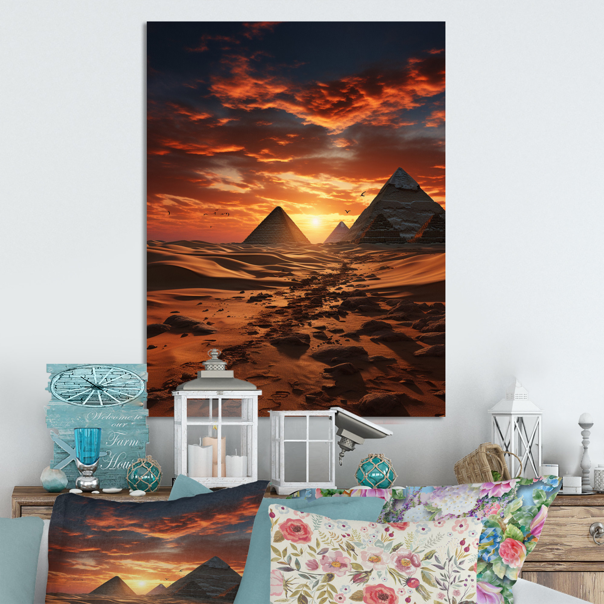 Latitude Run® Egypt Golden Pyramids II - Egypt Metal Wall Art Prints ...
