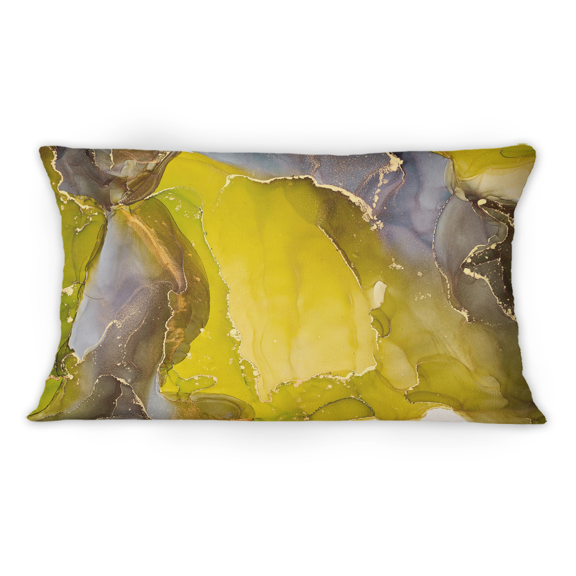 Design Art Yellow Luxury Abstract Fluid Art - Modern Printed Throw ...