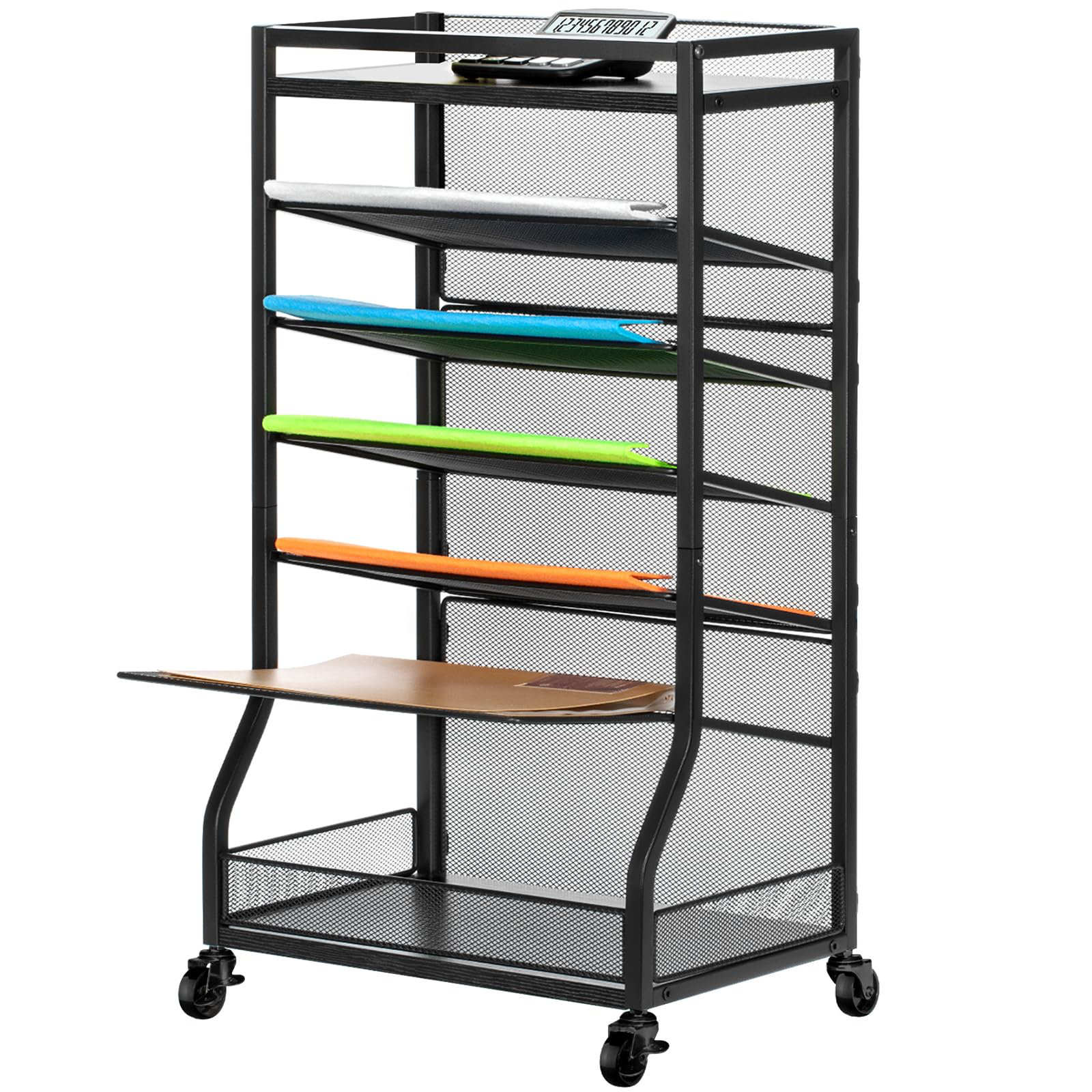 wanmo 7 Tier Rolling File Cart With Sliding Trays, Metal File Organizer ...
