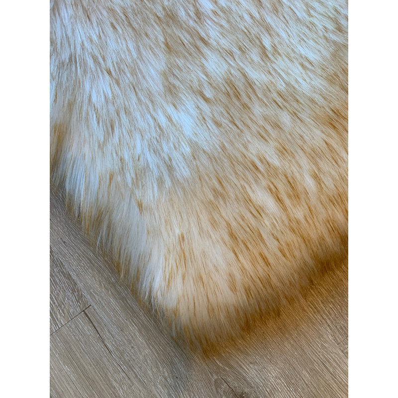 Everly Quinn Mar Vista Eternity Shag Faux Sheepskin Rug In White/Brown ...