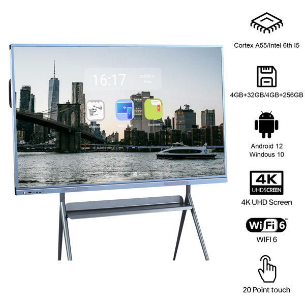 JYXCN Smart Board, Dual OS 86" 4K Interactive Whiteboard Electronic ...