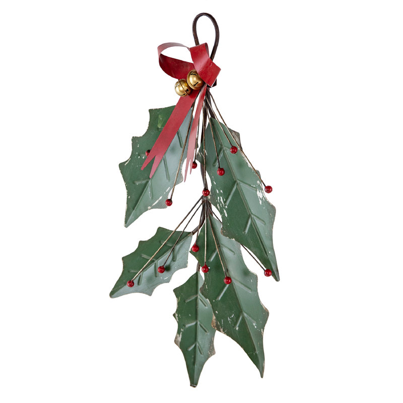 The Holiday Aisle® Iron Holly with Bow Wall Decor | Wayfair