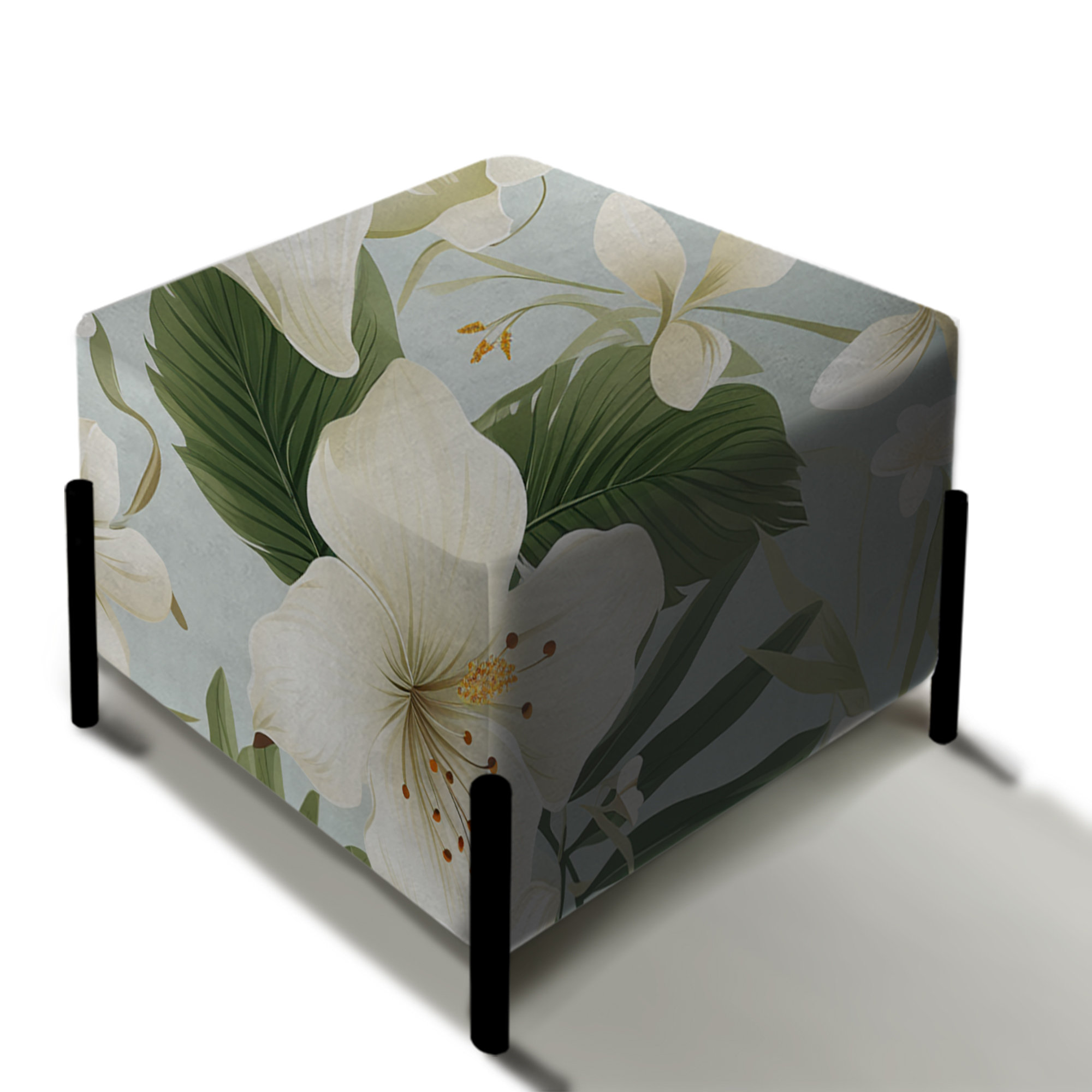 Design Art Minimalist Flora Tropical Pattern - Tropical Square Ottoman ...
