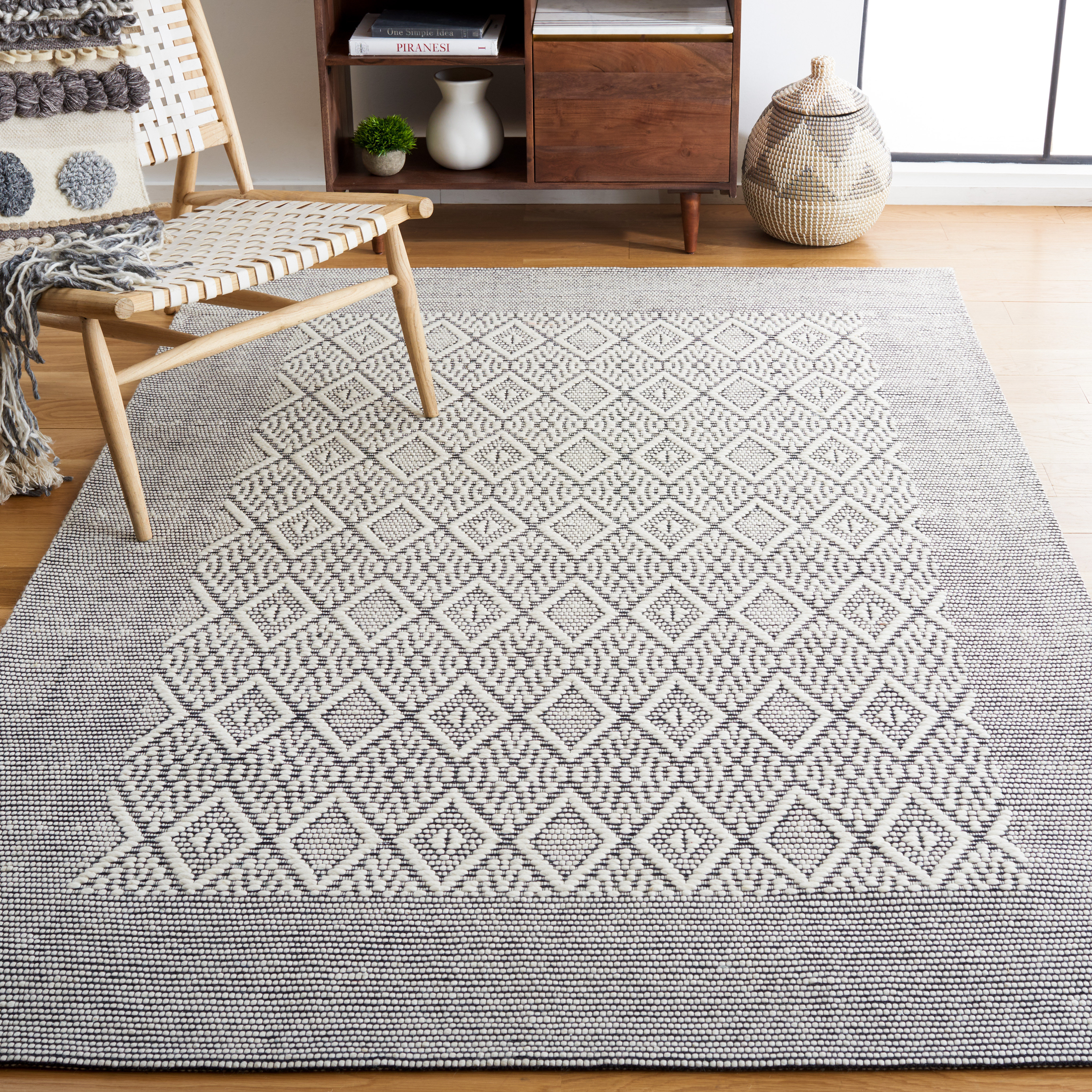 Foundry Select Vermont Hand Woven 80% Wool And 20% Cotton Geometric Rug ...