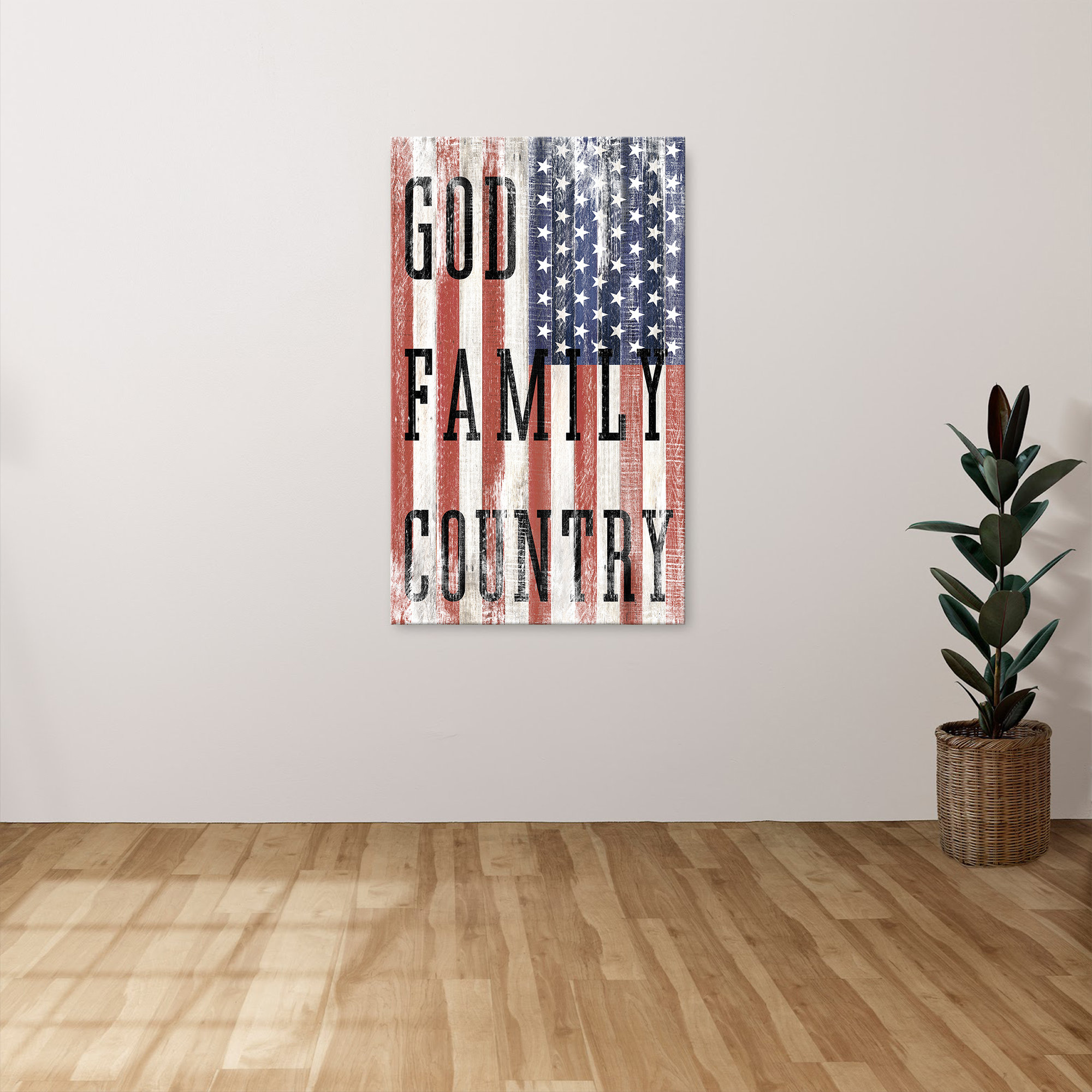 Trinx "God Family Country Flag" by CAD Designs Print on Canvas | Wayfair