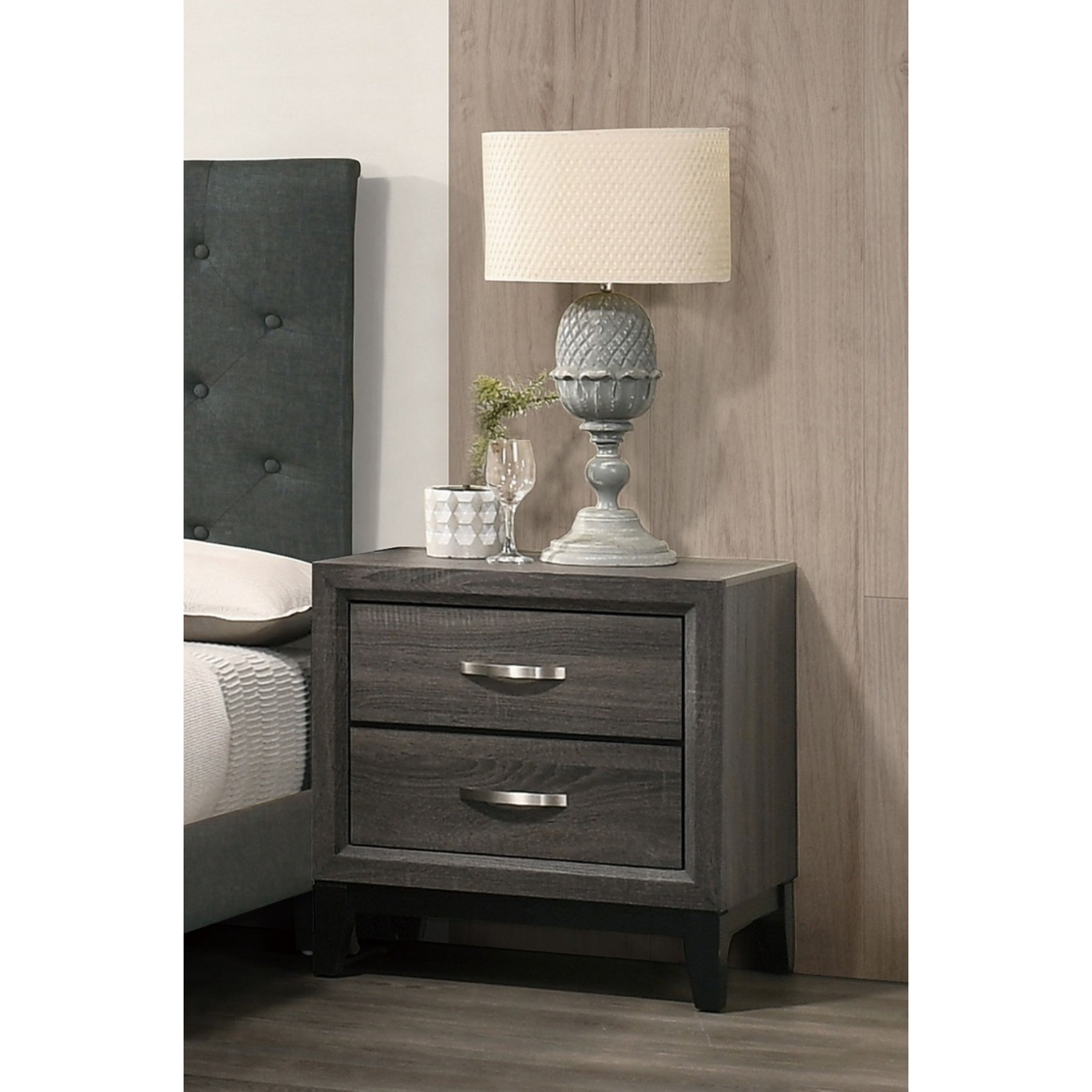 Latitude Run® Bedroom Furniture Rustic Grey Oak Simple 1pc Nightstand 2 ...