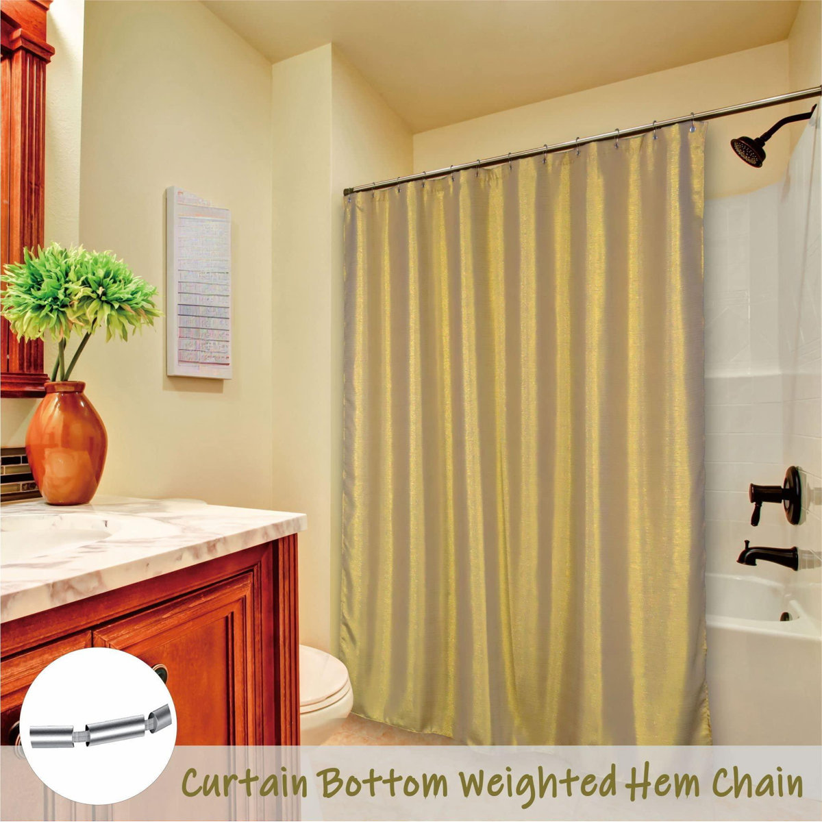 Mercer41 Charleigh Brass Gold Shower Curtains For Bathroom 78 Inch ...