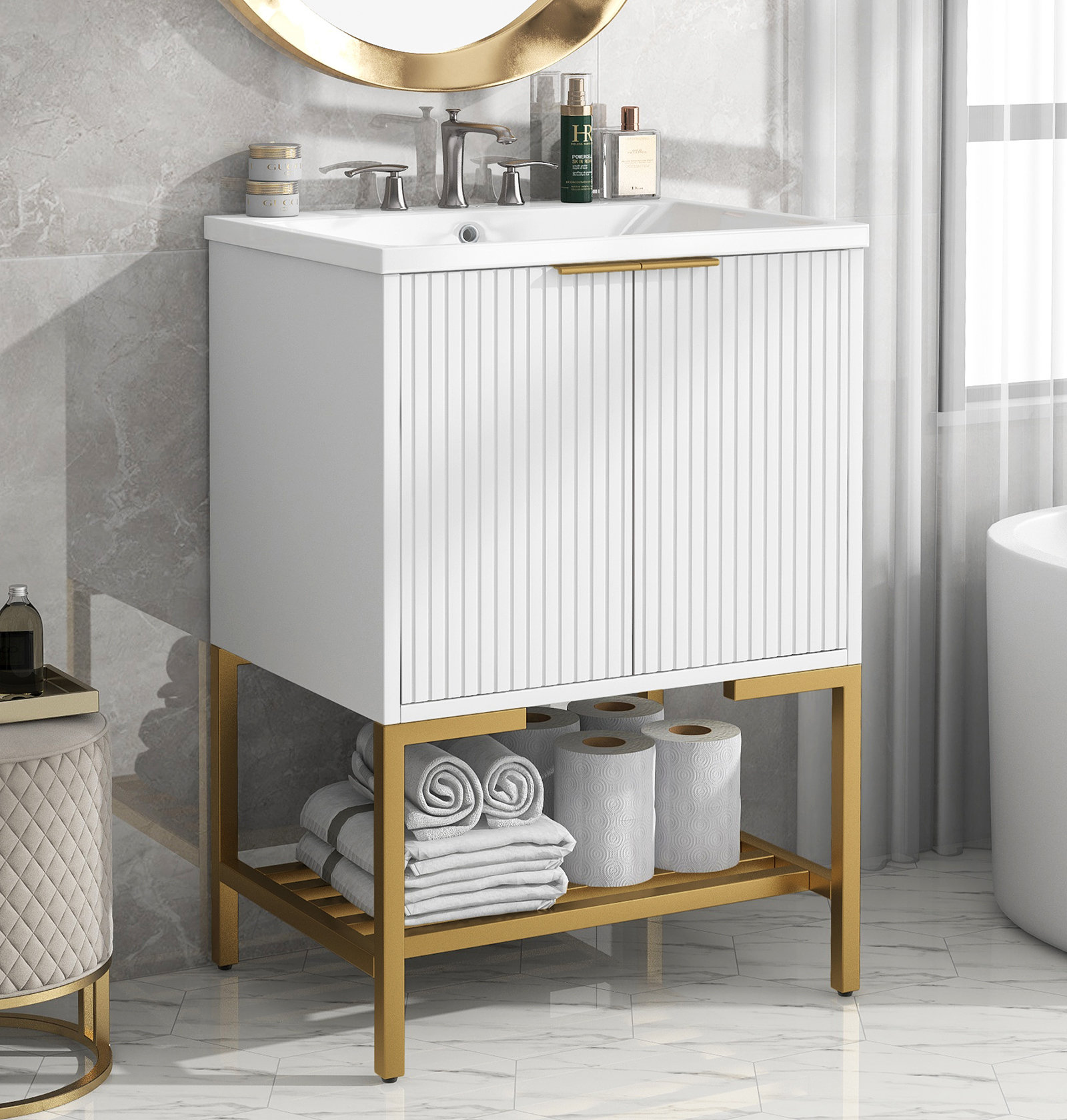 Mercer41 24" Bathroom Vanity With Sink, Bathroom Vanity Cabinet With ...