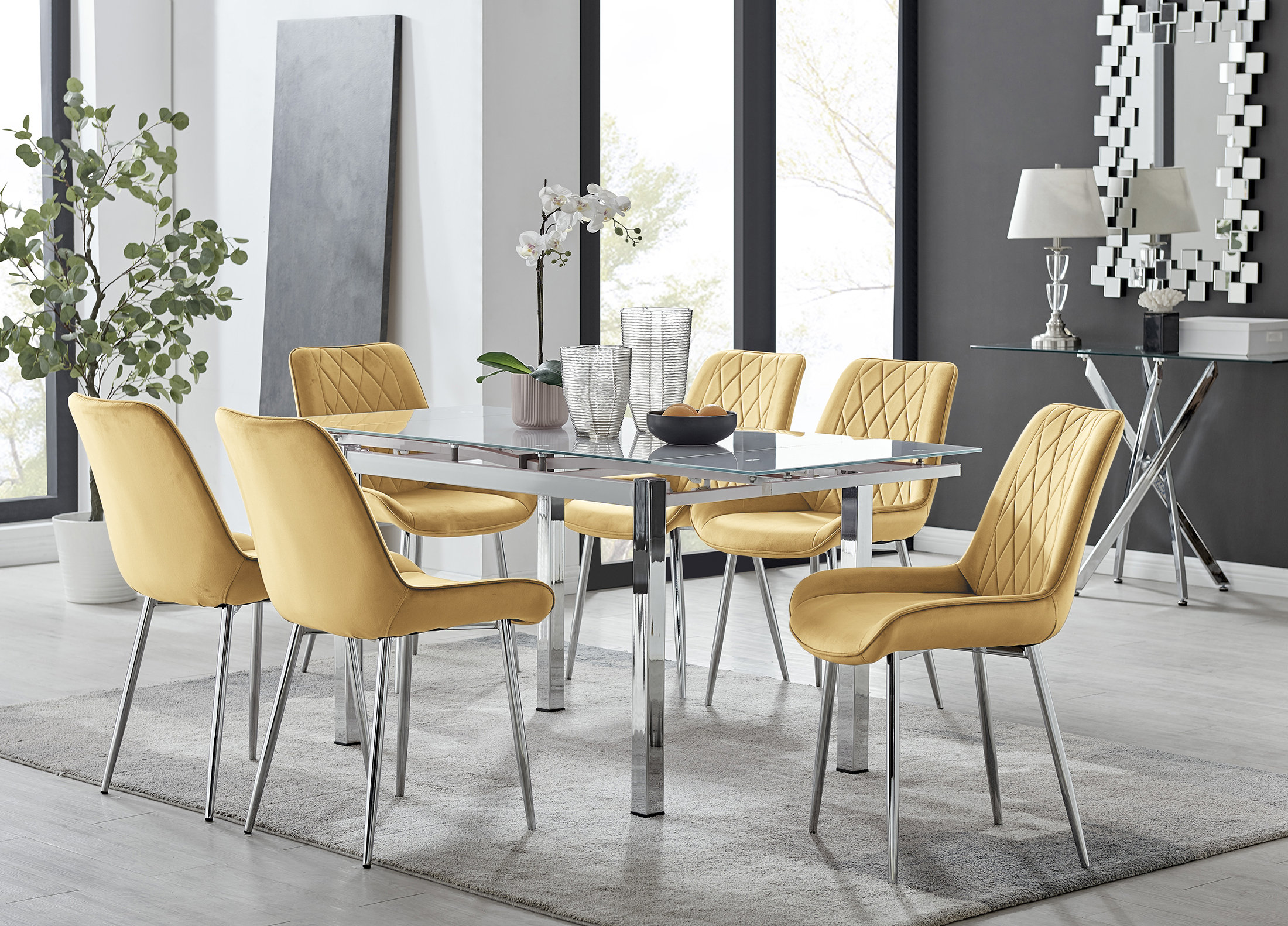 Bless international Tierra Modern Glass & Metal Extendable Dining Table ...