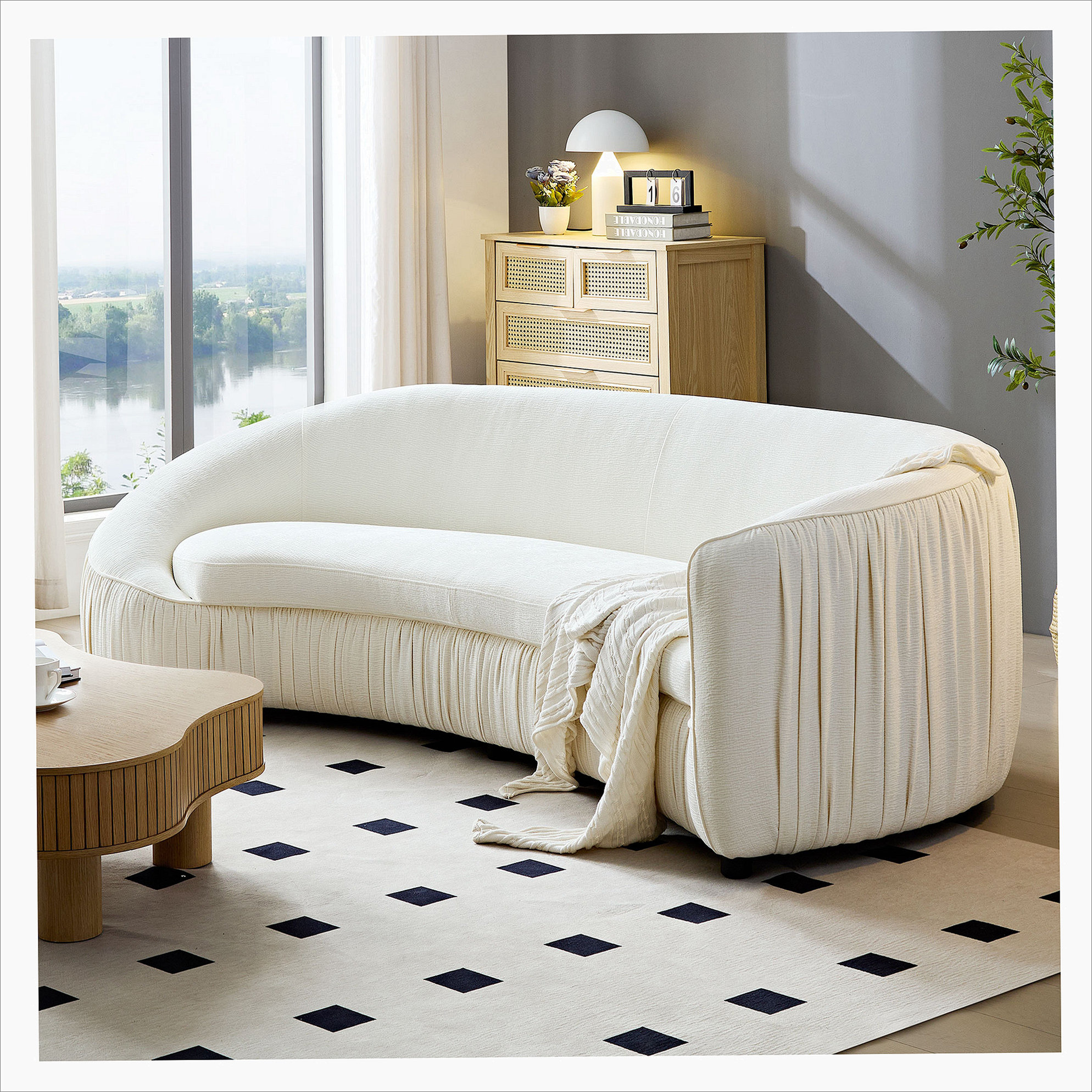 Corrigan Studio Modern Design Curved Shaped Sofa Couch for Living Room ...