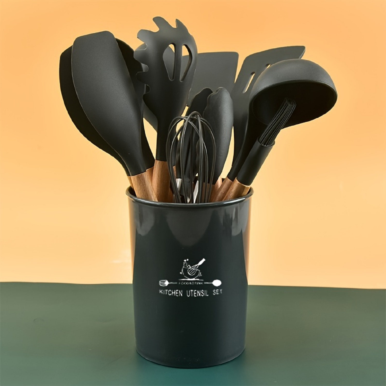 QXXSJ Set Of 12 Silicone Cooking Utensils Set, 11 Non-Stick Heat ...