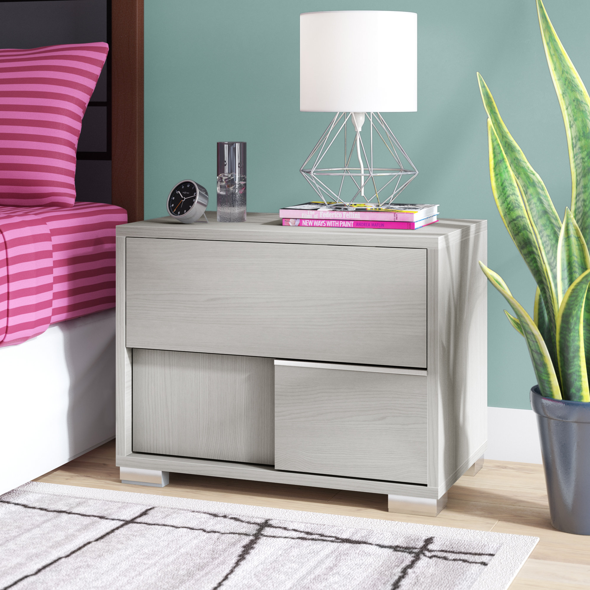 Wade Logan® Mathieu - 2 Drawer Nightstand & Reviews | Wayfair