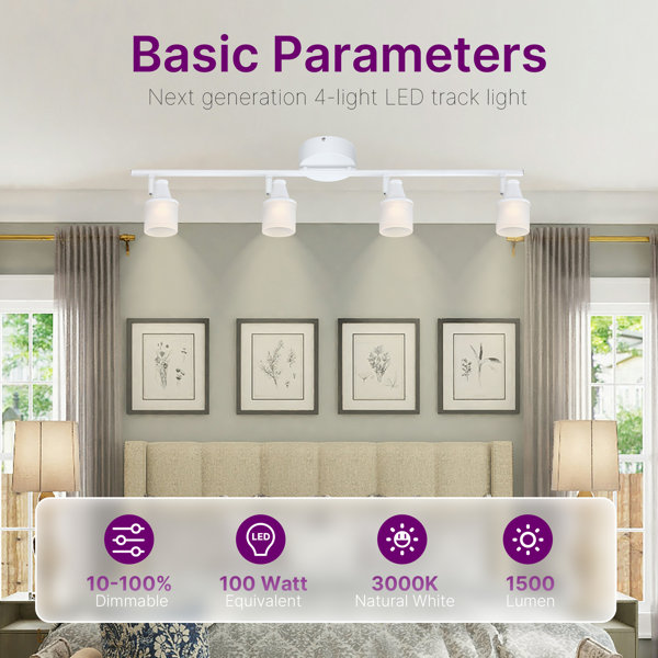 Flsnt 4-light Led Track Lighting Ceiling Fixture, Adjustable Track ...