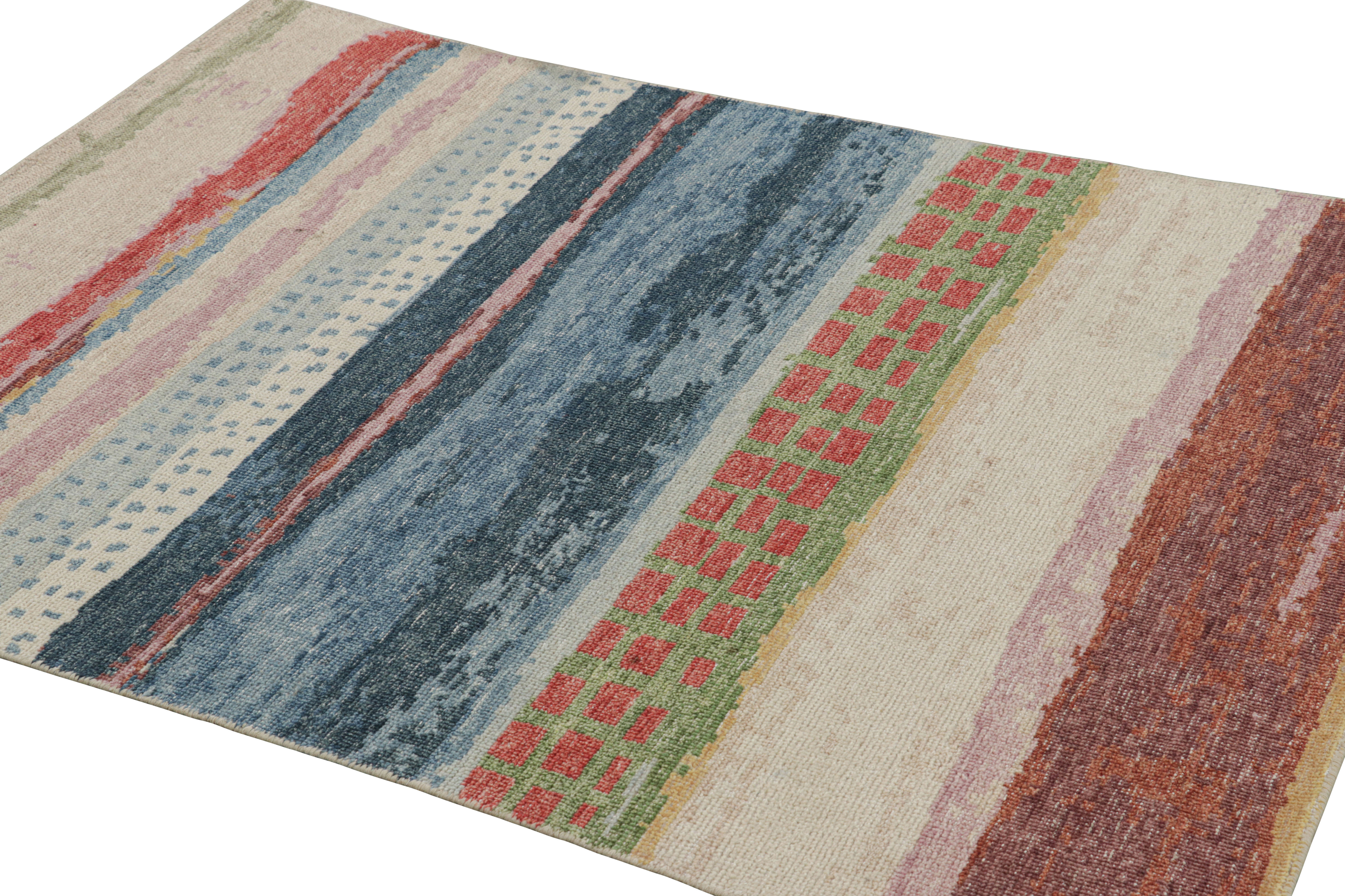 Rug & Kilim’S Distressed Custom Rug Design In Polychromatic Abstract ...