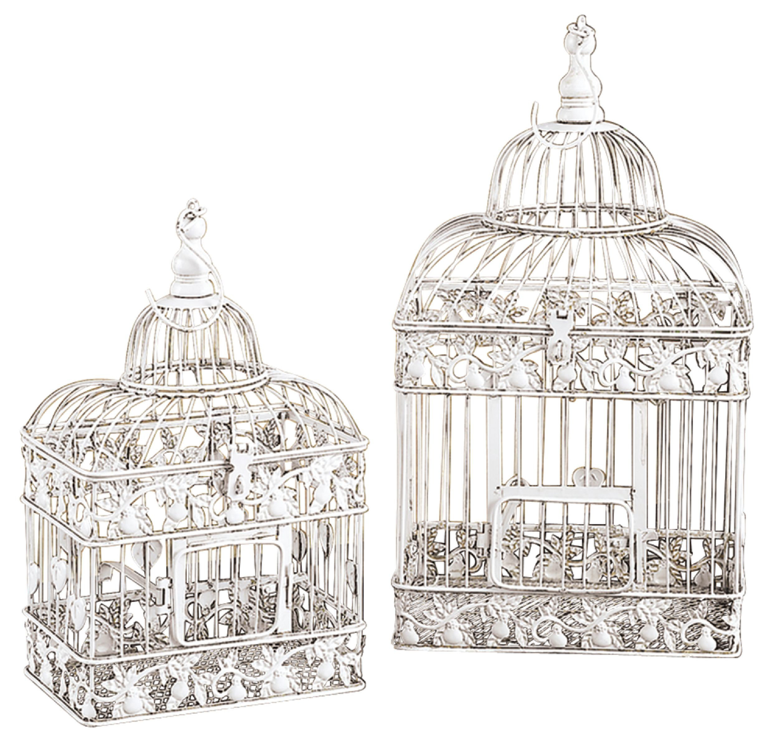 Ophelia & Co. Eby 2 Piece Decorative White Metal Bird Cage Set ...