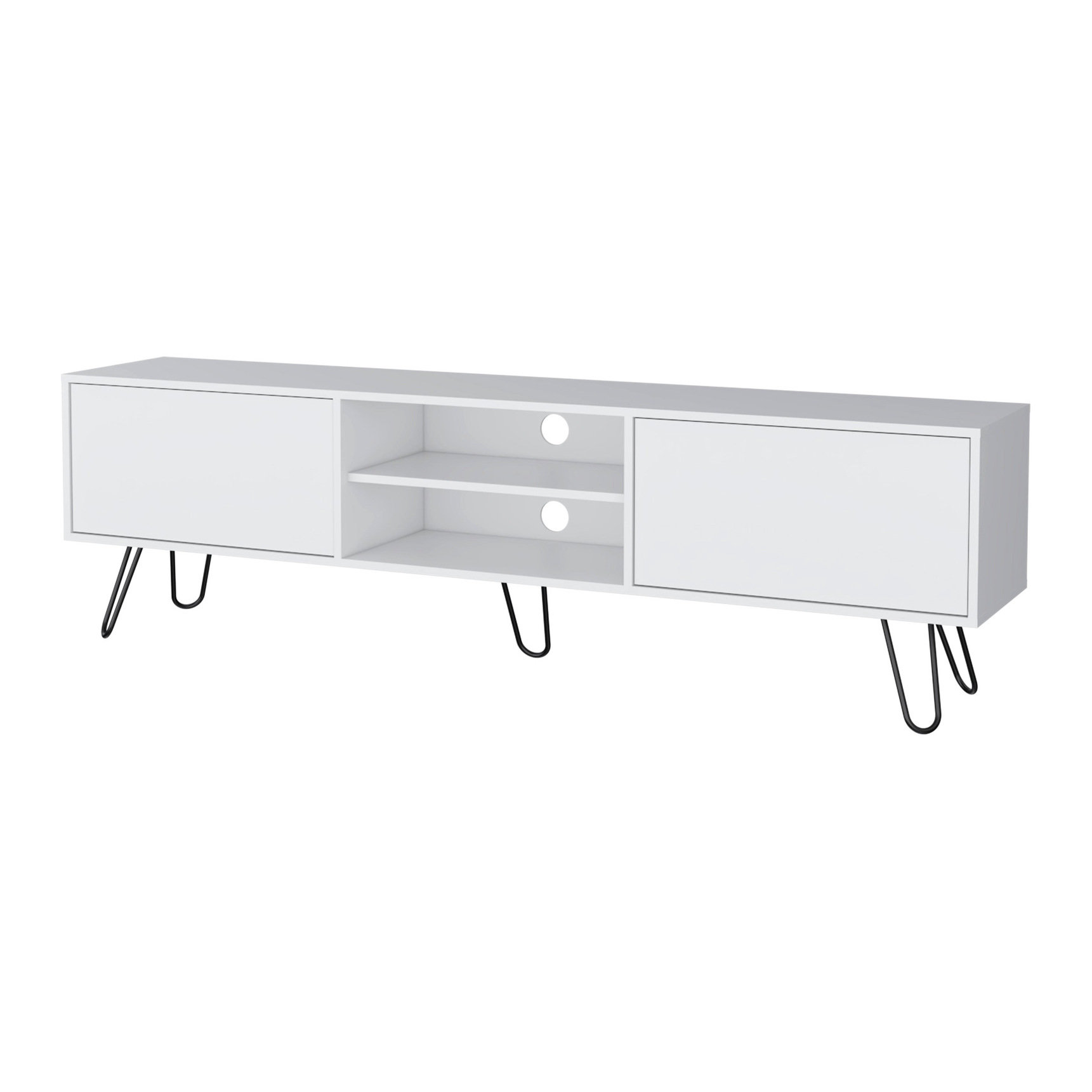 George Oliver White 55" Tv Rack With Hairpin Legs - Spacious Drawers ...