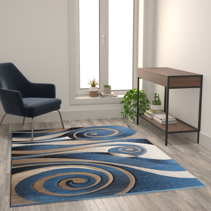 Orren Ellis Skak Modern Swirled Pattern Indoor Olefin Area Rug | Wayfair