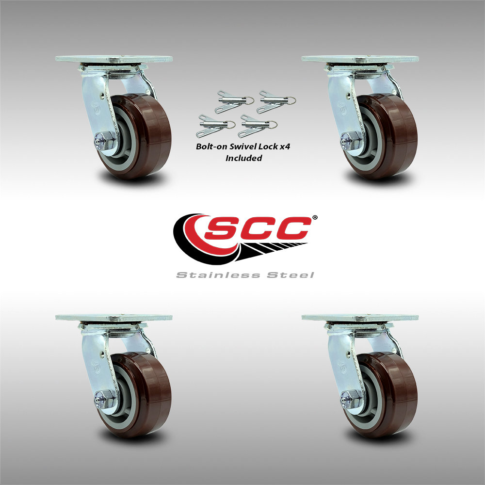 Service Caster Ensemble de roulettes pivotantes en polyuréthane SS avec ...