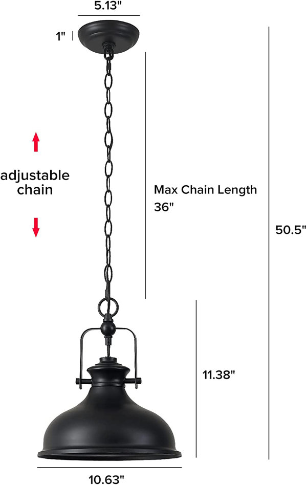 Williston Forge Waynetown 1 - Light Matte Black Single Pendant ...