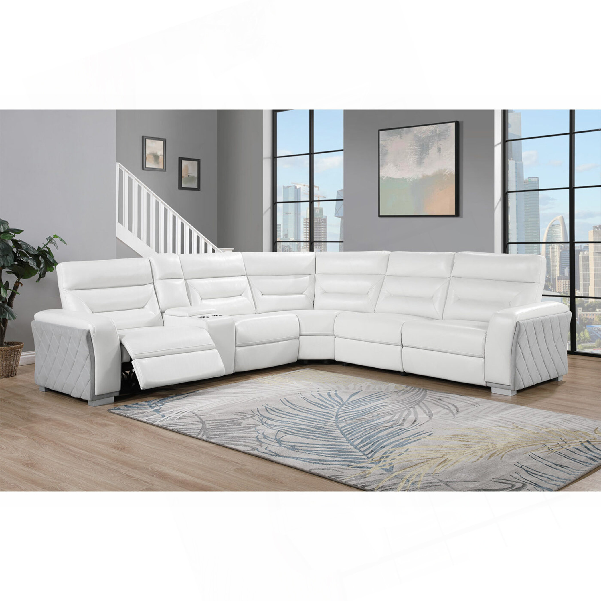Hokku Designs COOLRAY BLANCHE WHT/GRY 33 SECTIONAL | Wayfair