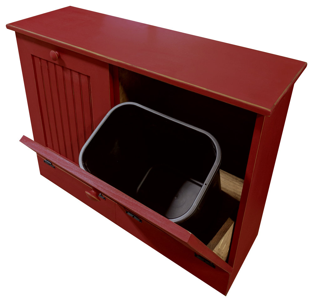 Sawdust City Solid Wood Multi-Compartments Trash & Recycling Bin ...