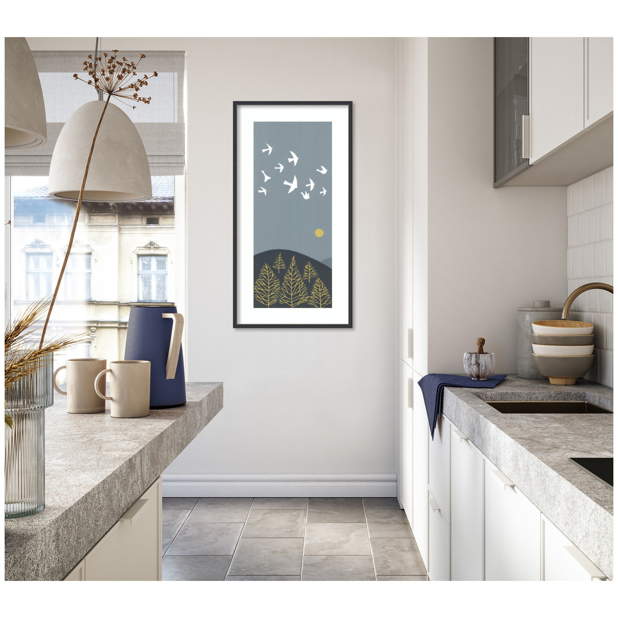 Lark Manor™ Hilltop Flight Linocut Bird by Giuliana Lazzerini Framed ...