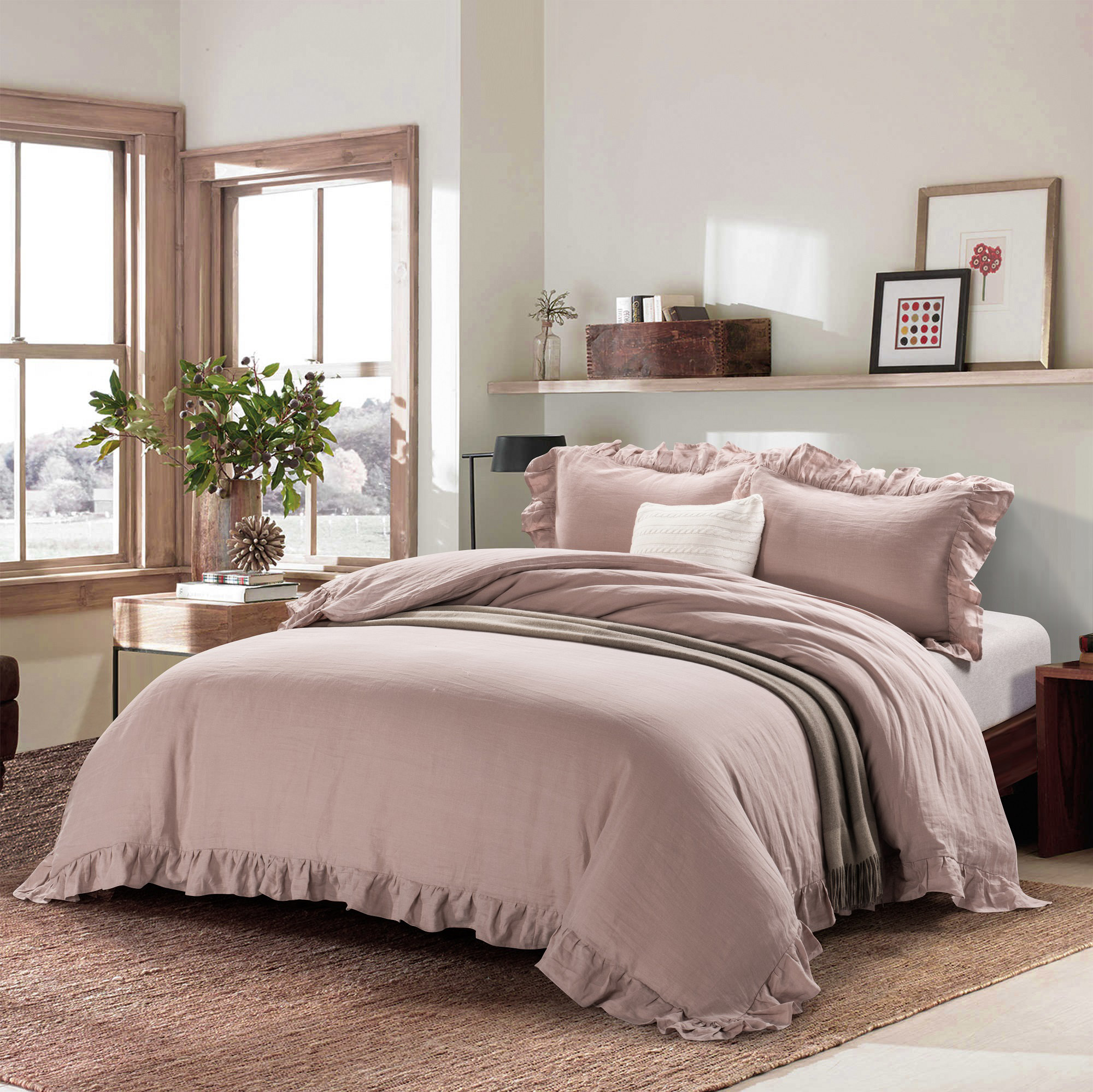 MeadowPark Linen Blend Farmhouse Duvet Cover Set & Reviews | Wayfair