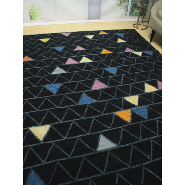 Corrigan Studio® Hingham Geometric Handmade Kilim Wool Dark Blue Area ...