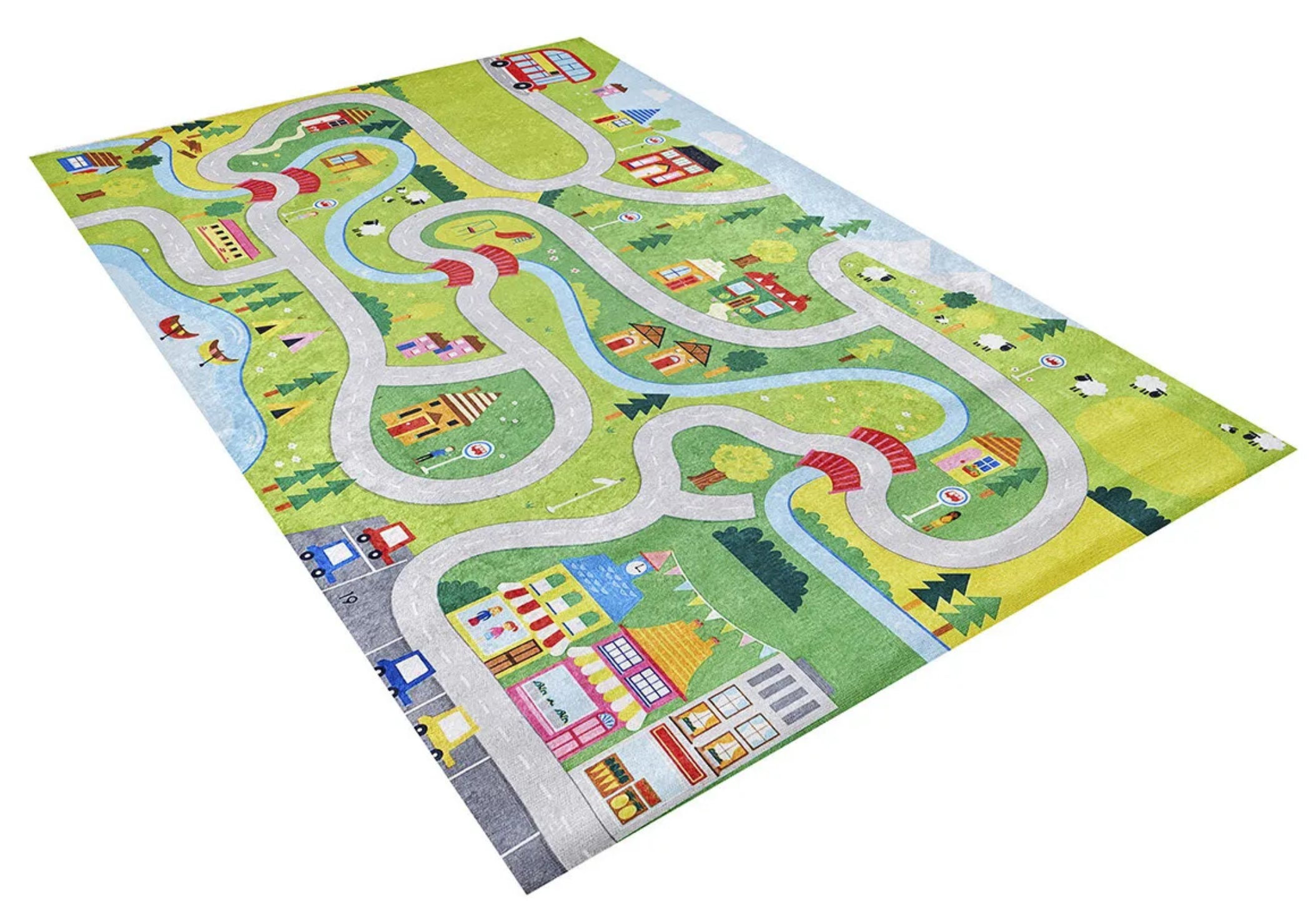 Zoomie Kids Bespoky Anduin Green Figural Cotton Digital Print Area Rug ...