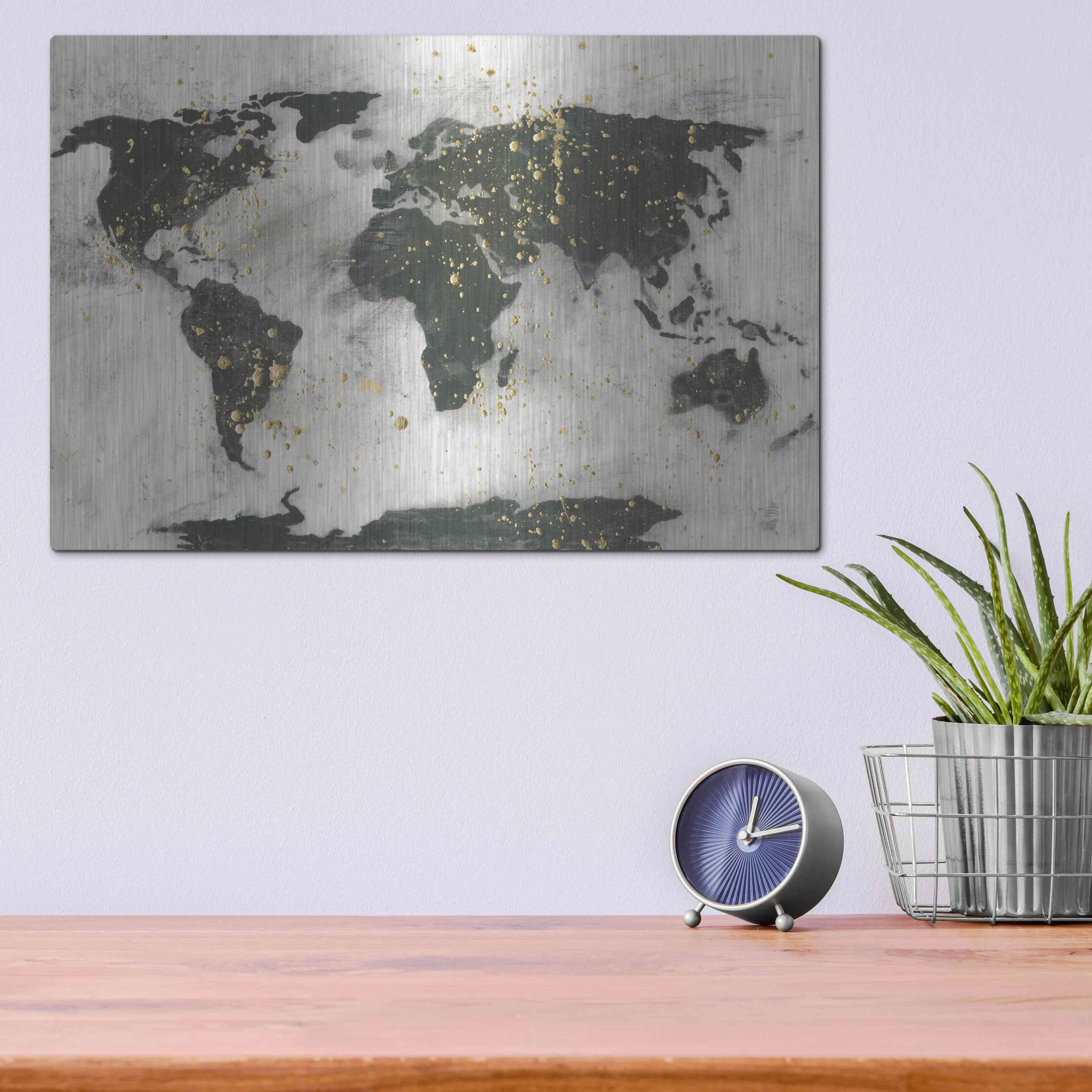 Breakwater Bay 'World Map Gold Speckle' by Chris Paschke, | Wayfair