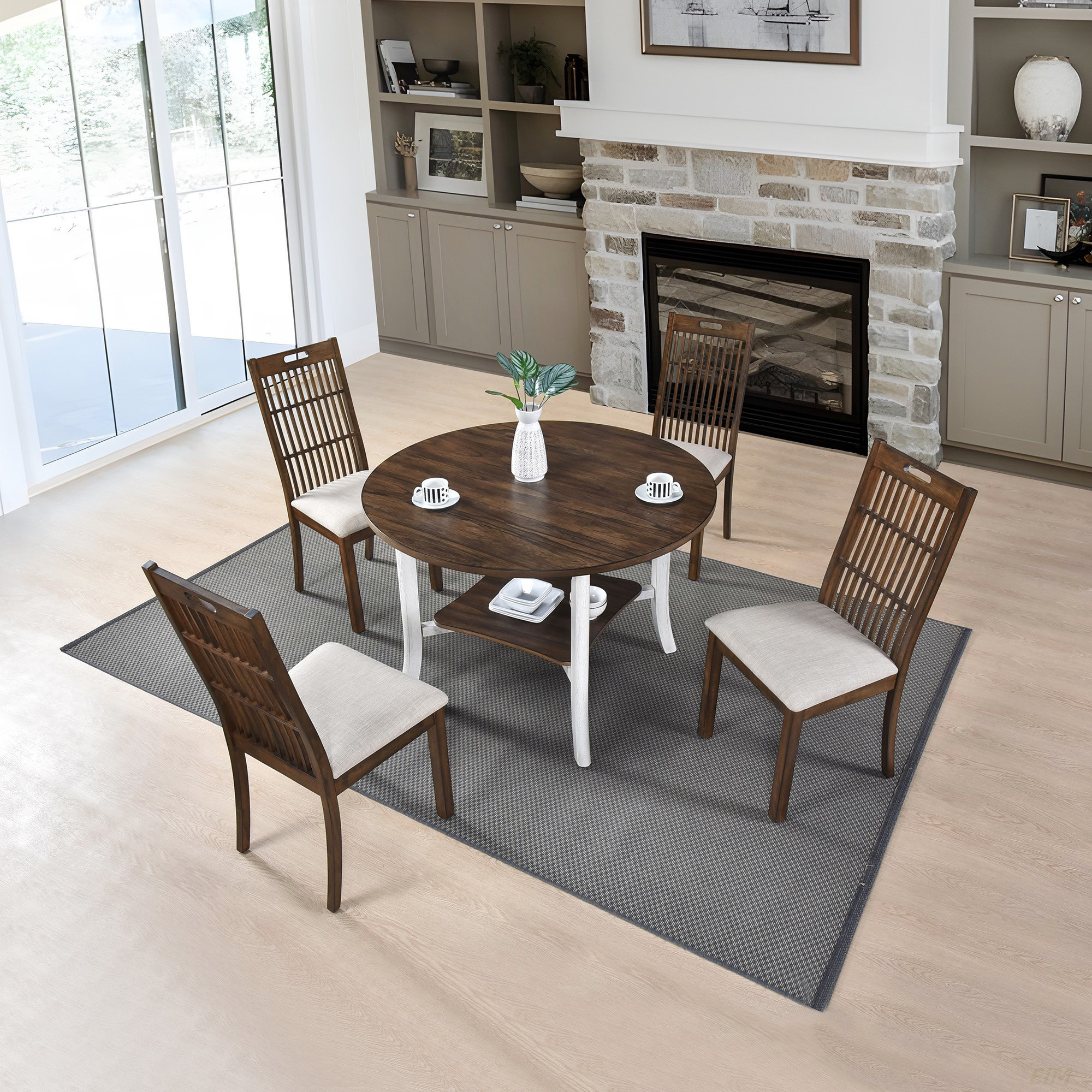 Winston Porter Round Dining Furniture Set 1Table With 4 Chairs(Dining Set) | Wayfair