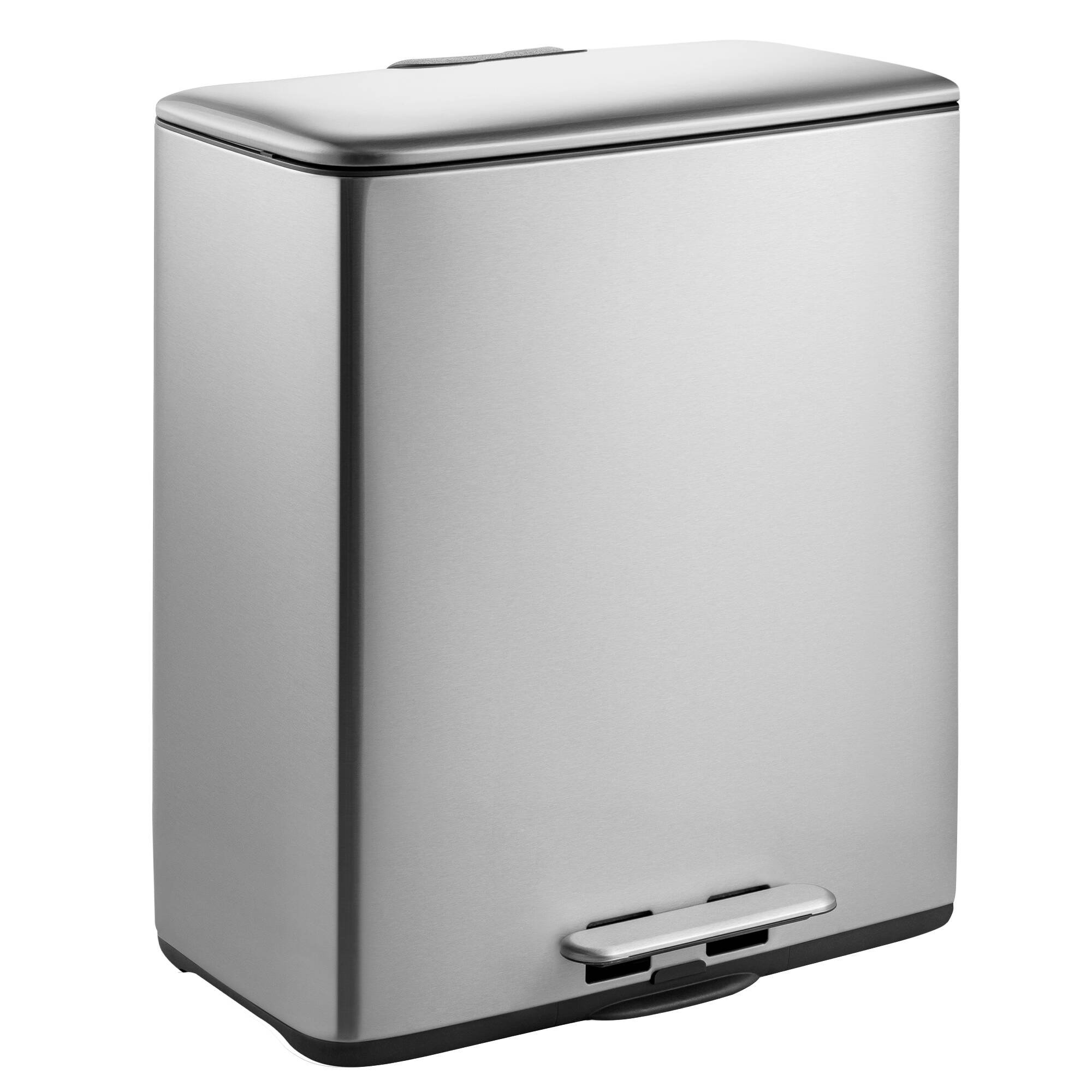 Innovaze Stainless Steel Step On Dual Compartment Recycling Trash Can ... Innovaze Stainless Steel Step On Dual Compartment Recycling Trash Can ...