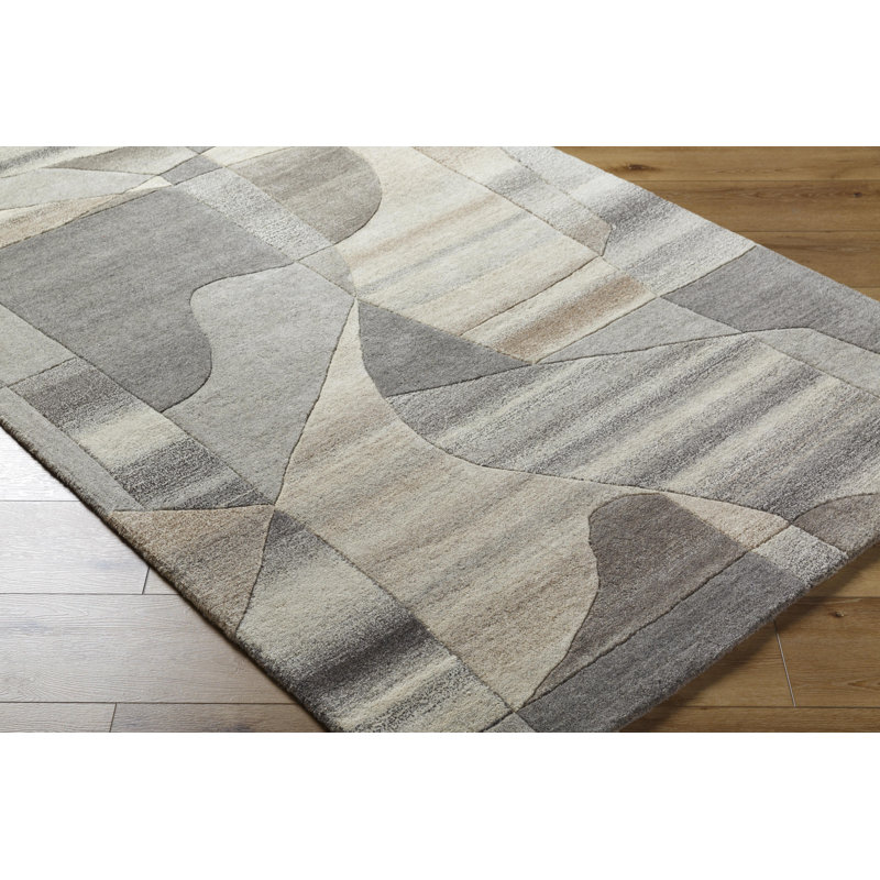 Orren Ellis Shaunna Abstract Hand Tufted Wool Area Rug in Black/Beige ...