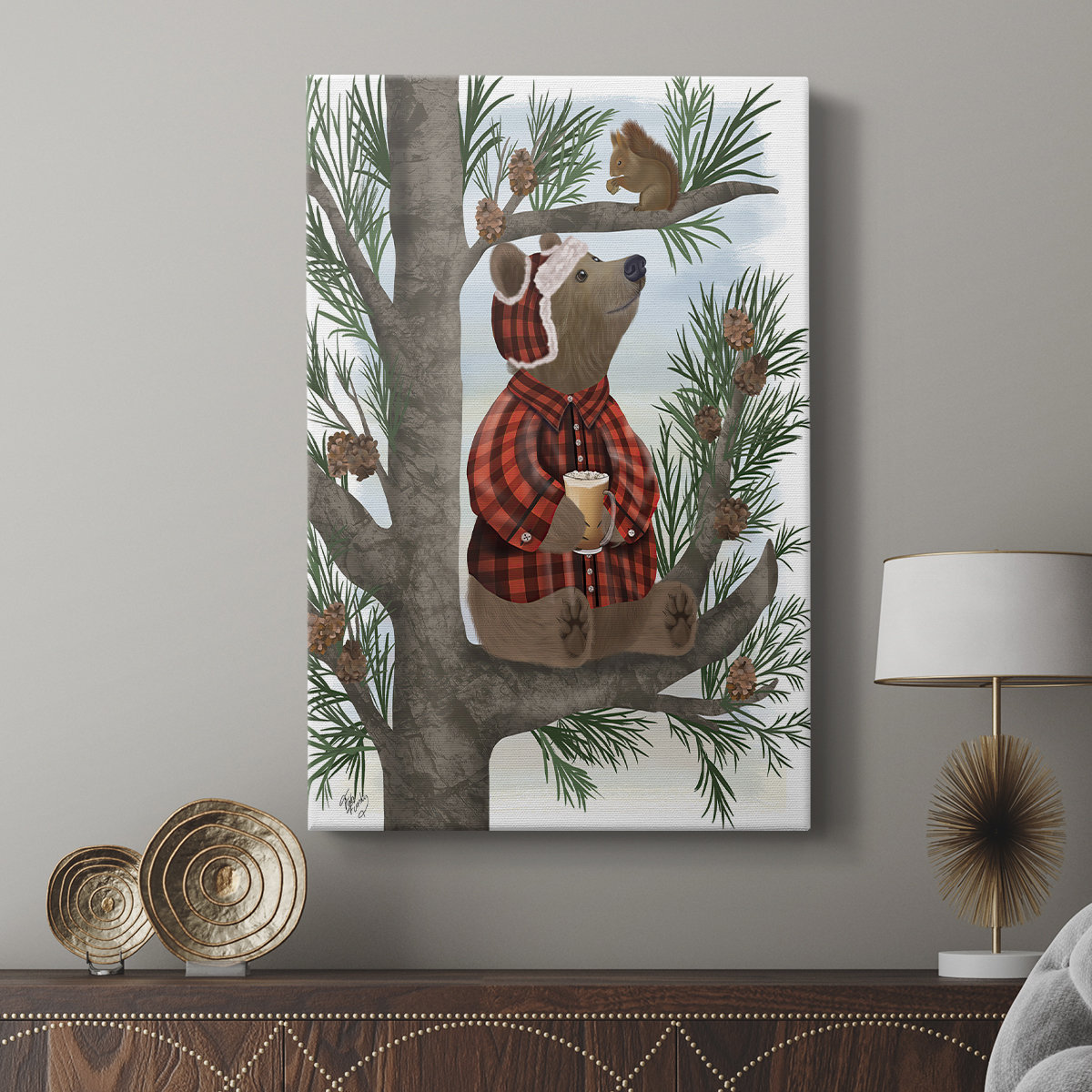 The Holiday Aisle® Lumberjack Bear Pine Tree Coffee Break -Custom ...