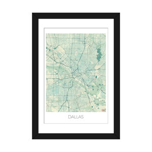 Bless international Dallas Vintage Blue Watercolor Urban Blueprint Map ...